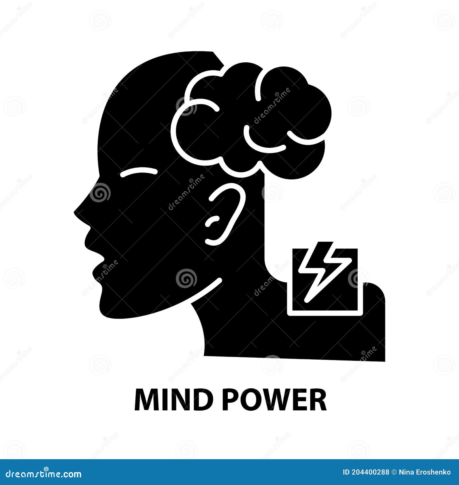 Mind Power Icon, Black Vector Sign with Editable Strokes, Concept ...