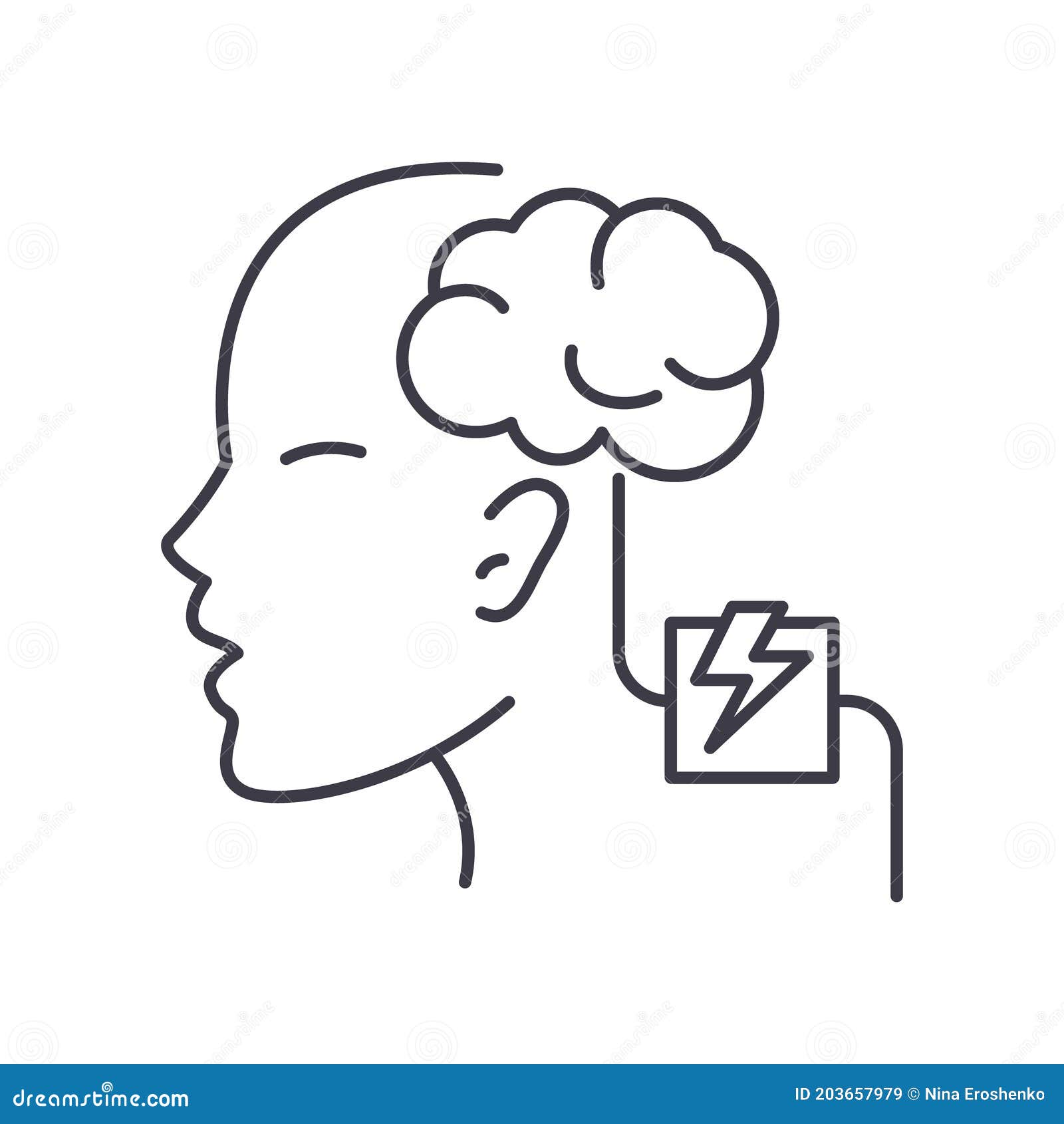 Mind Power Icon, Linear Isolated Illustration, Thin Line Vector, Web ...