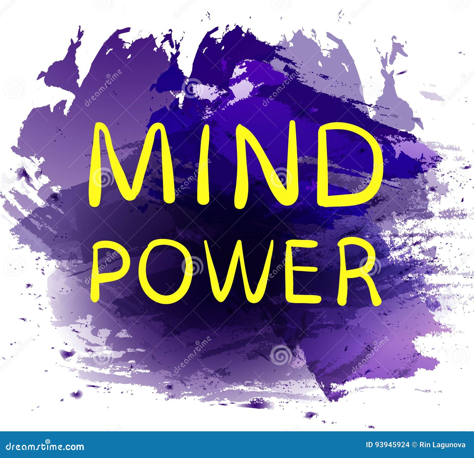 `MIND POWER` Text on Purple Paint Splash Backdrop. VECTOR Hand Drawn ...