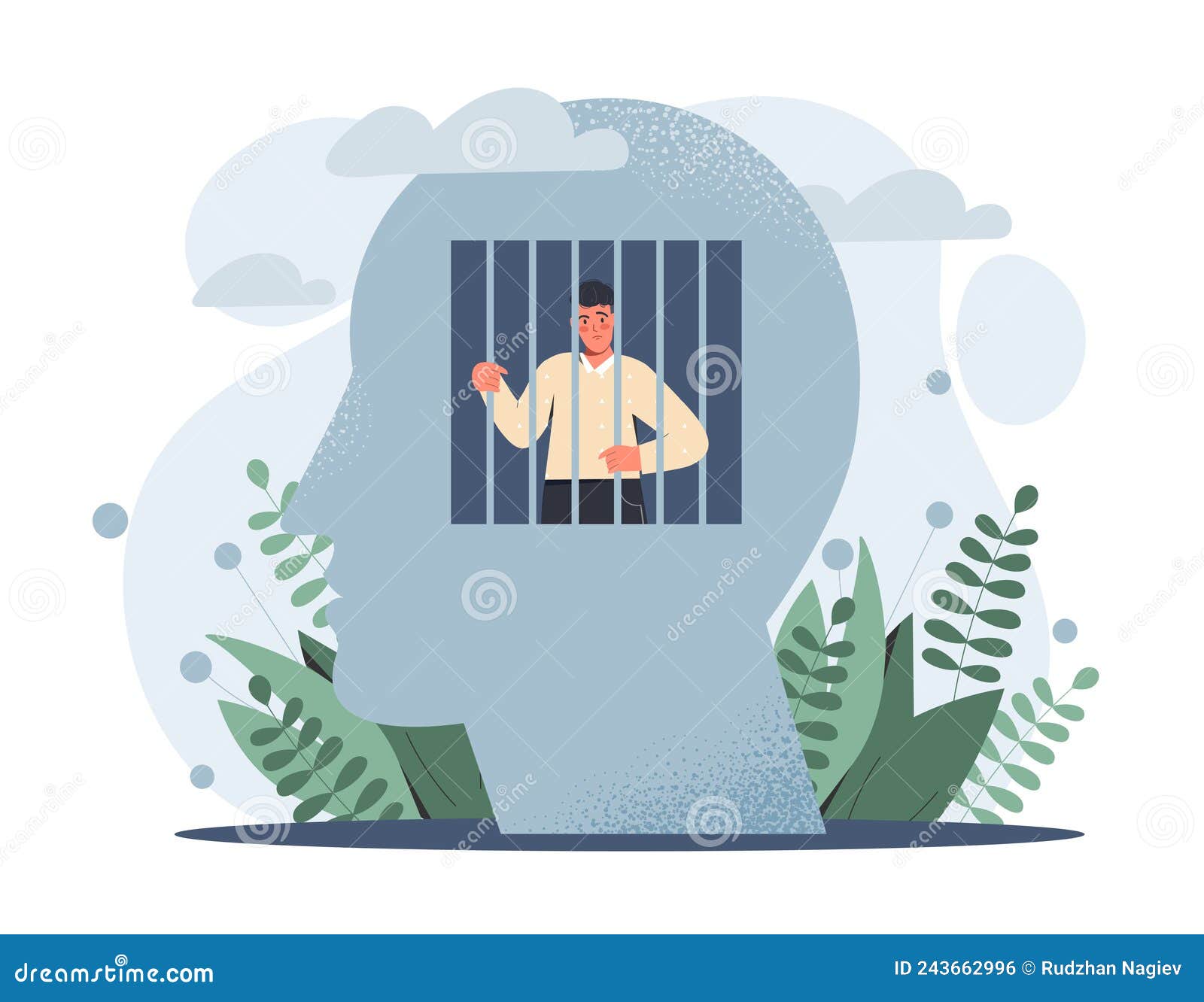 Mind prison concept stock vector. Illustration of idea - 243662996