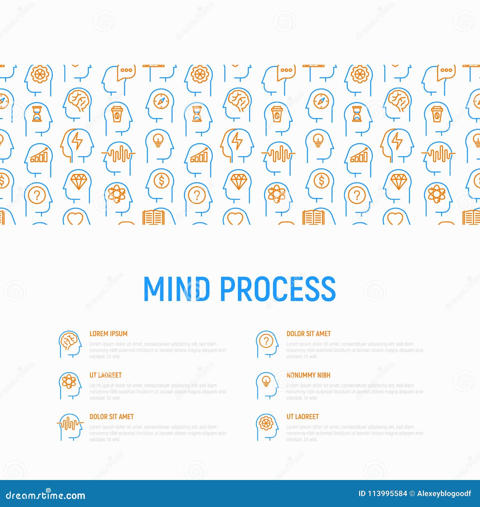 Mind Process Concept with Thin Line Icons Stock Vector - Illustration ...