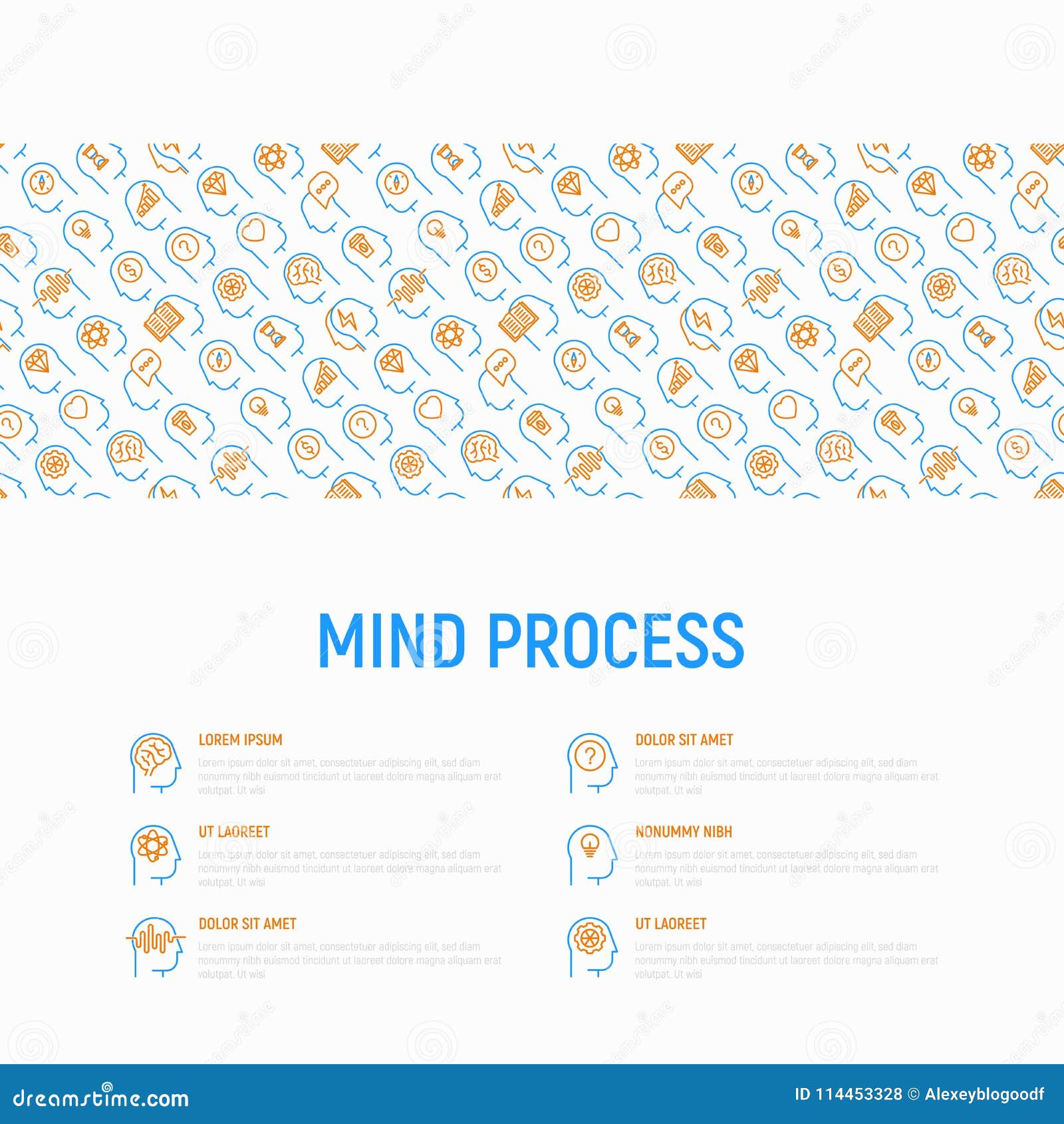 Mind Process Concept with Thin Line Icons Stock Vector - Illustration ...