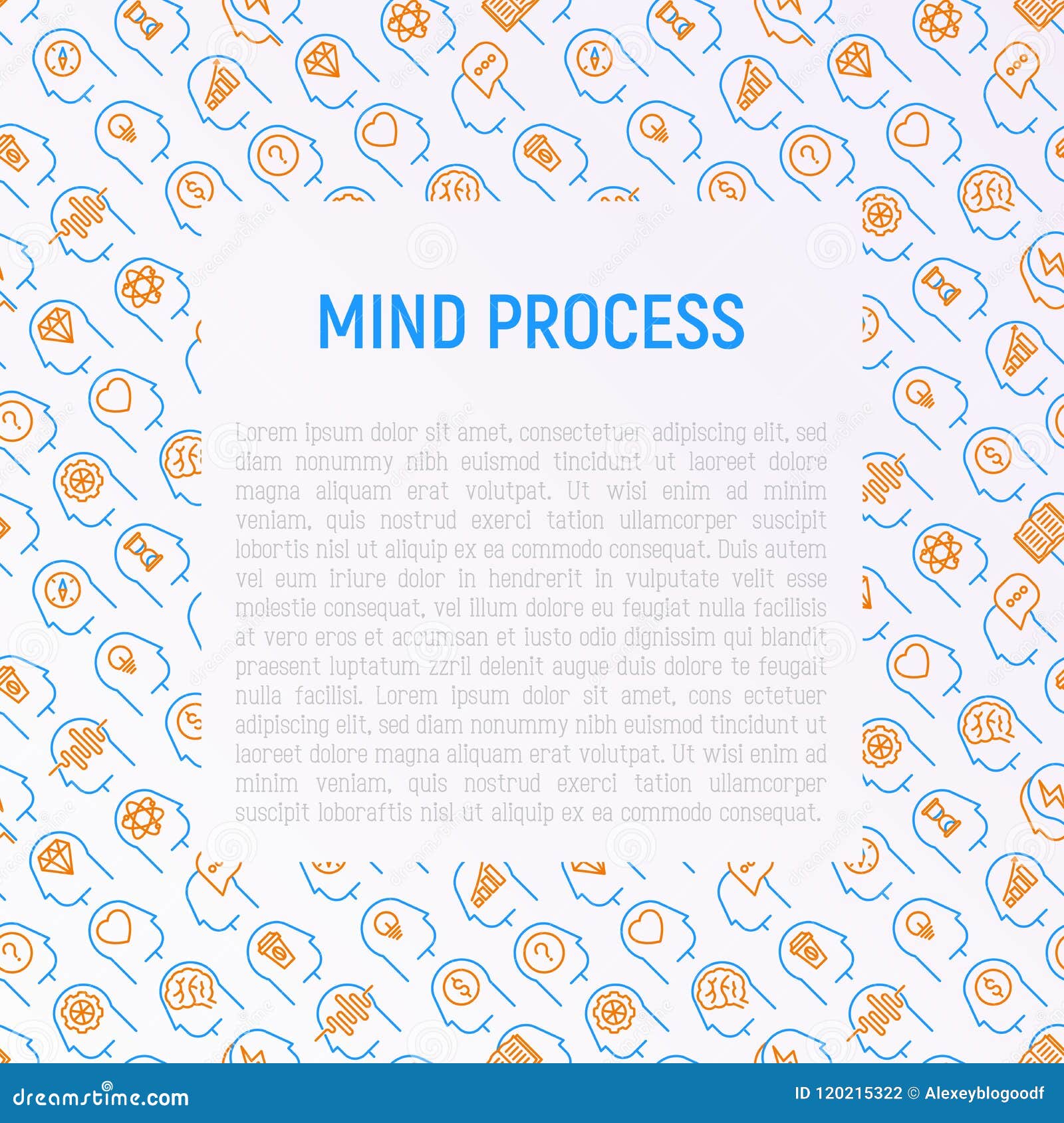 Mind Process Concept with Thin Line Icons Set Stock Vector ...