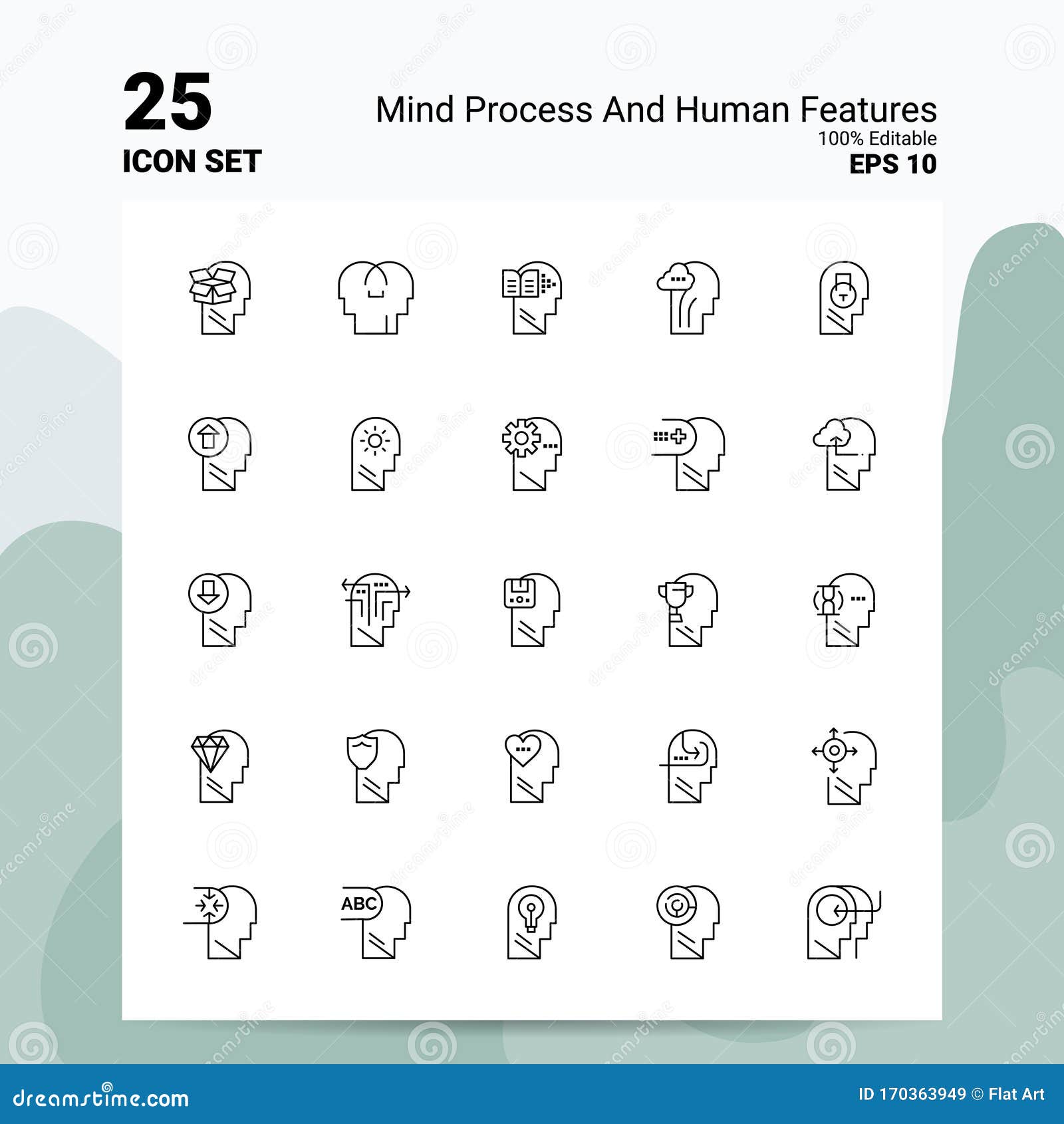 25 Mind Process and Human Features Icon Set. 100 Editable EPS 10 Files ...