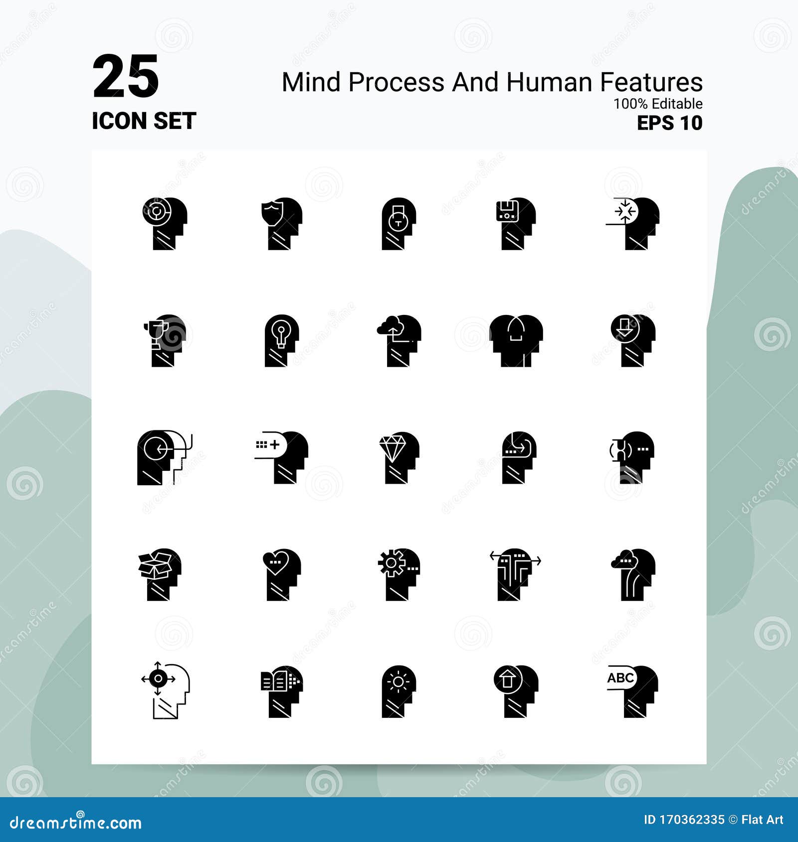 25 Mind Process and Human Features Icon Set. 100 Editable EPS 10 Files ...