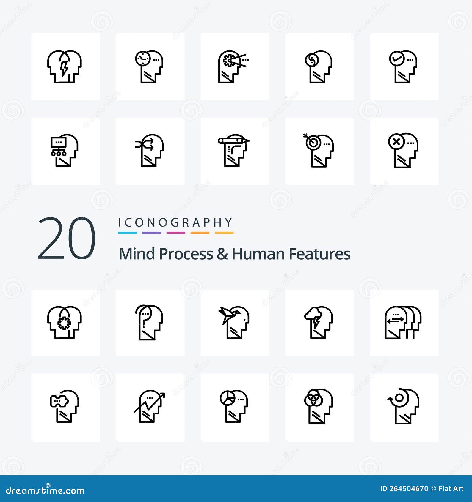 20 Mind Process and Human Features Line Icon Pack. Like Feature. Mind ...
