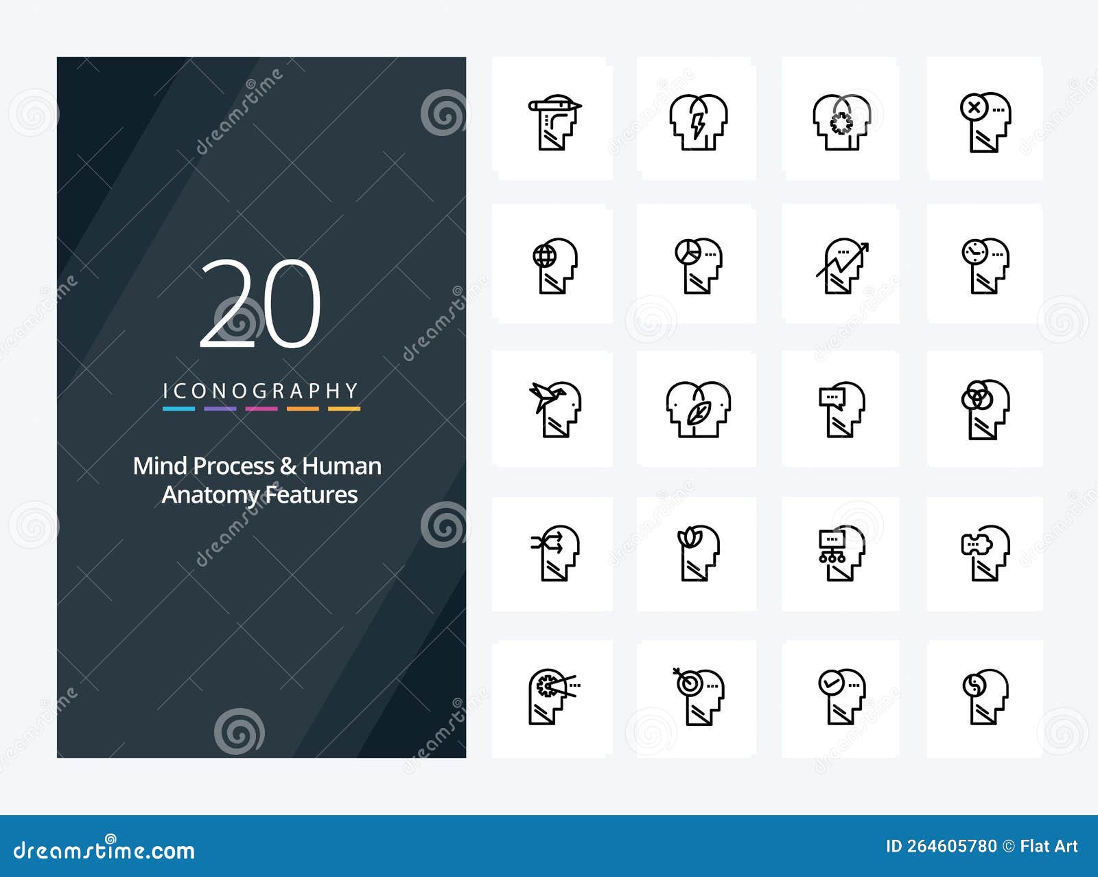 20 Mind Process and Human Features Outline Icon for Presentation Stock ...