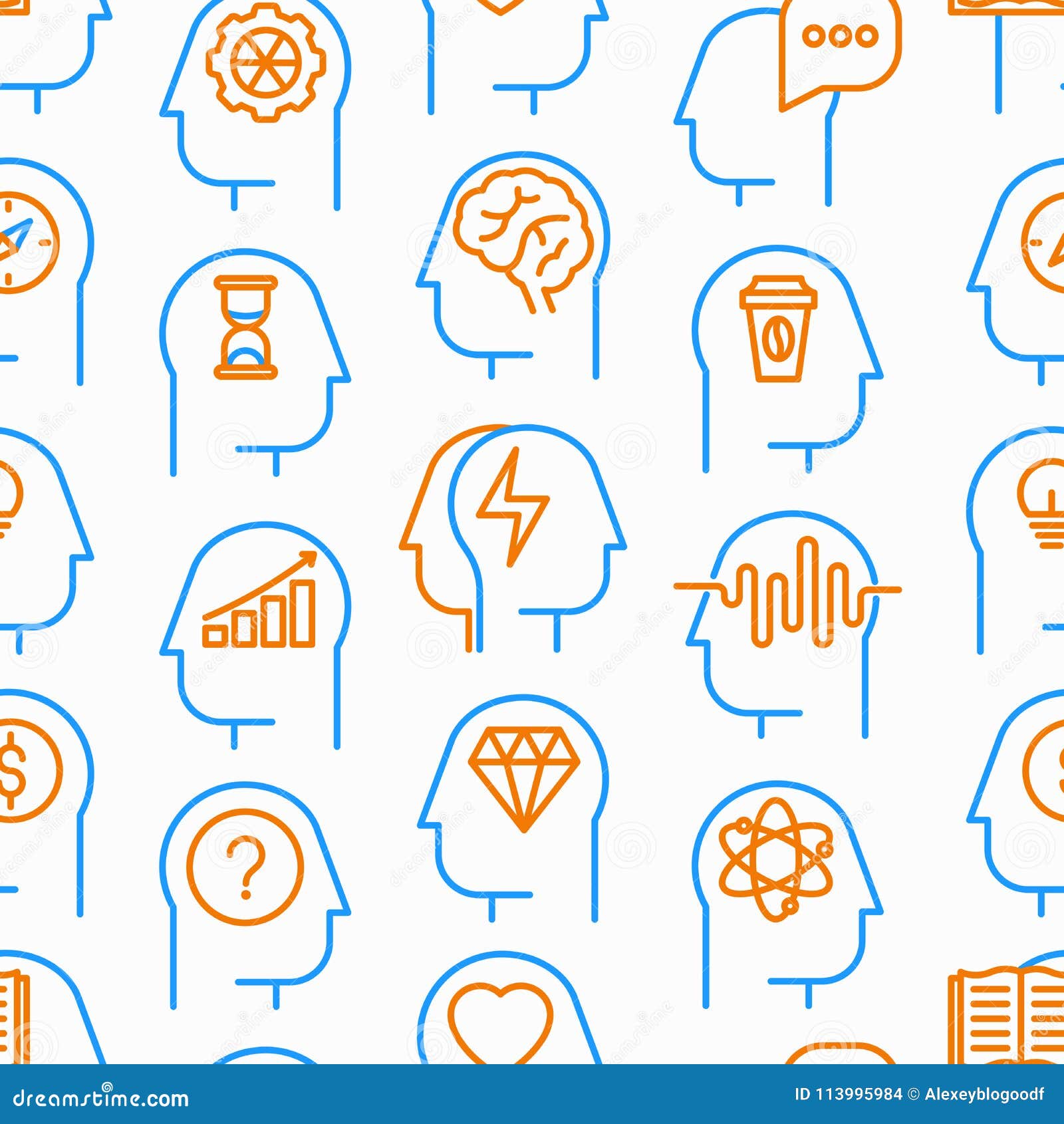 Mind Process Seamless Pattern Stock Vector - Illustration of bubble ...