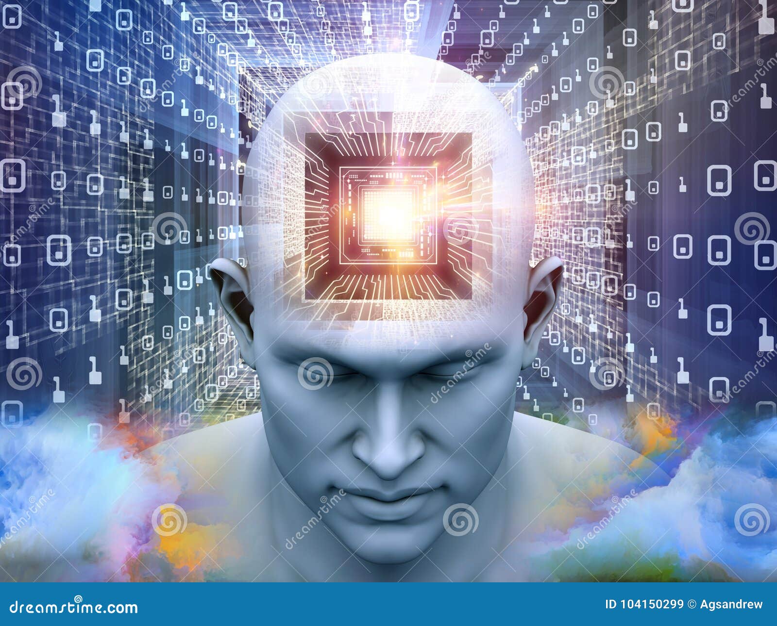 Inner Life of Thought stock illustration. Illustration of microchip ...