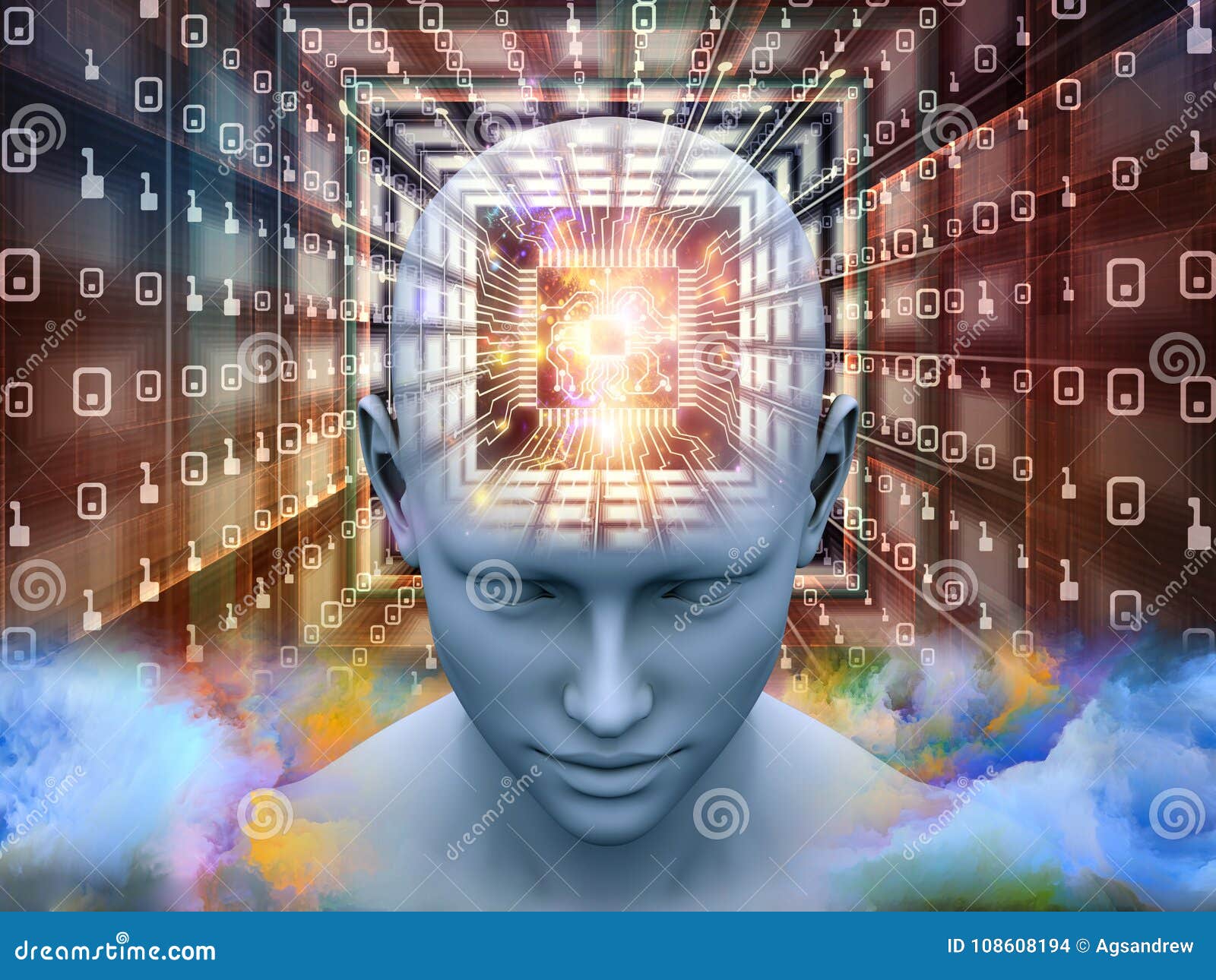 Virtual Thought stock photo. Image of android, microchip - 108608194