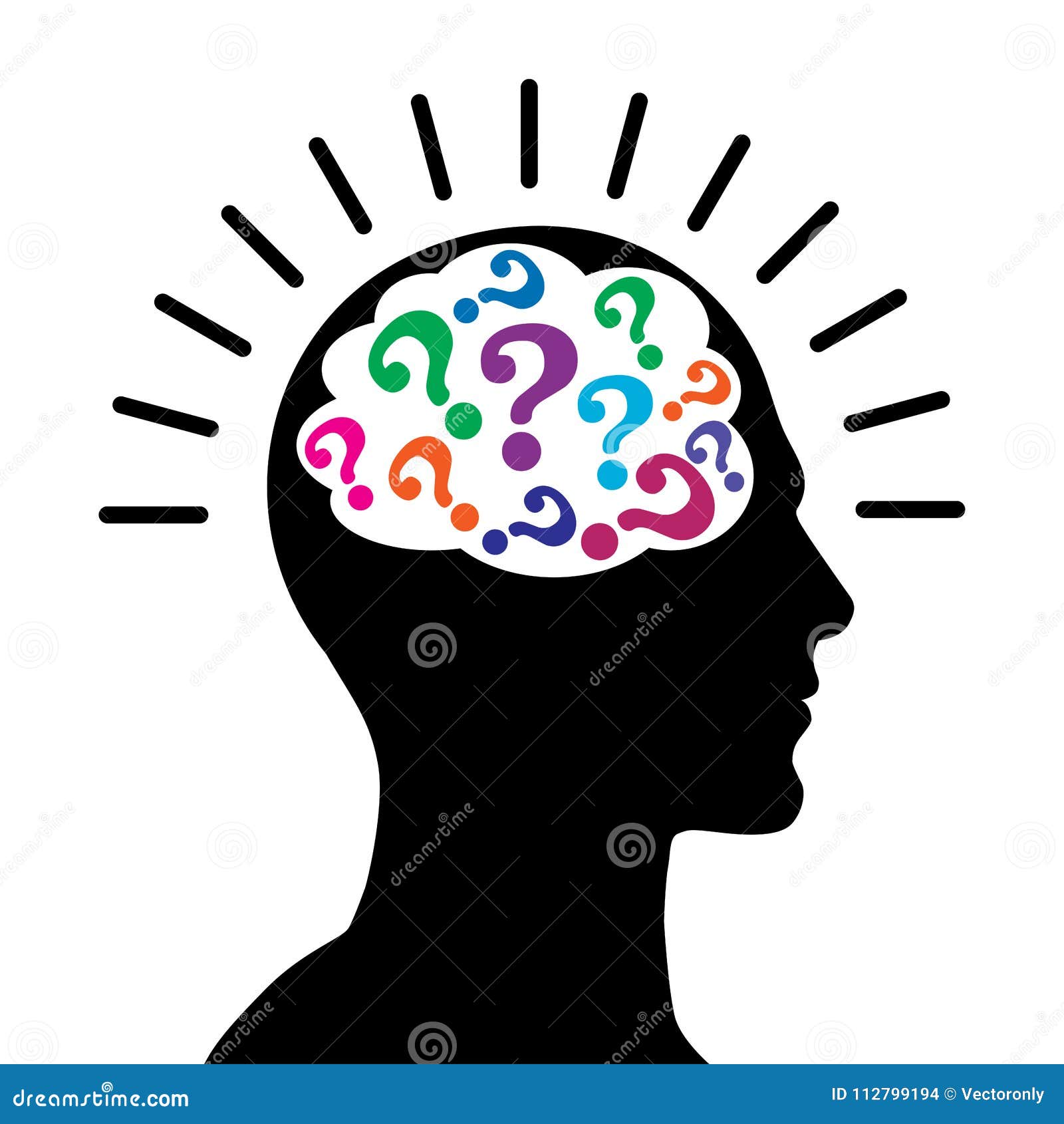 Mind Questions with Male Head Brain Stock Vector - Illustration of ...