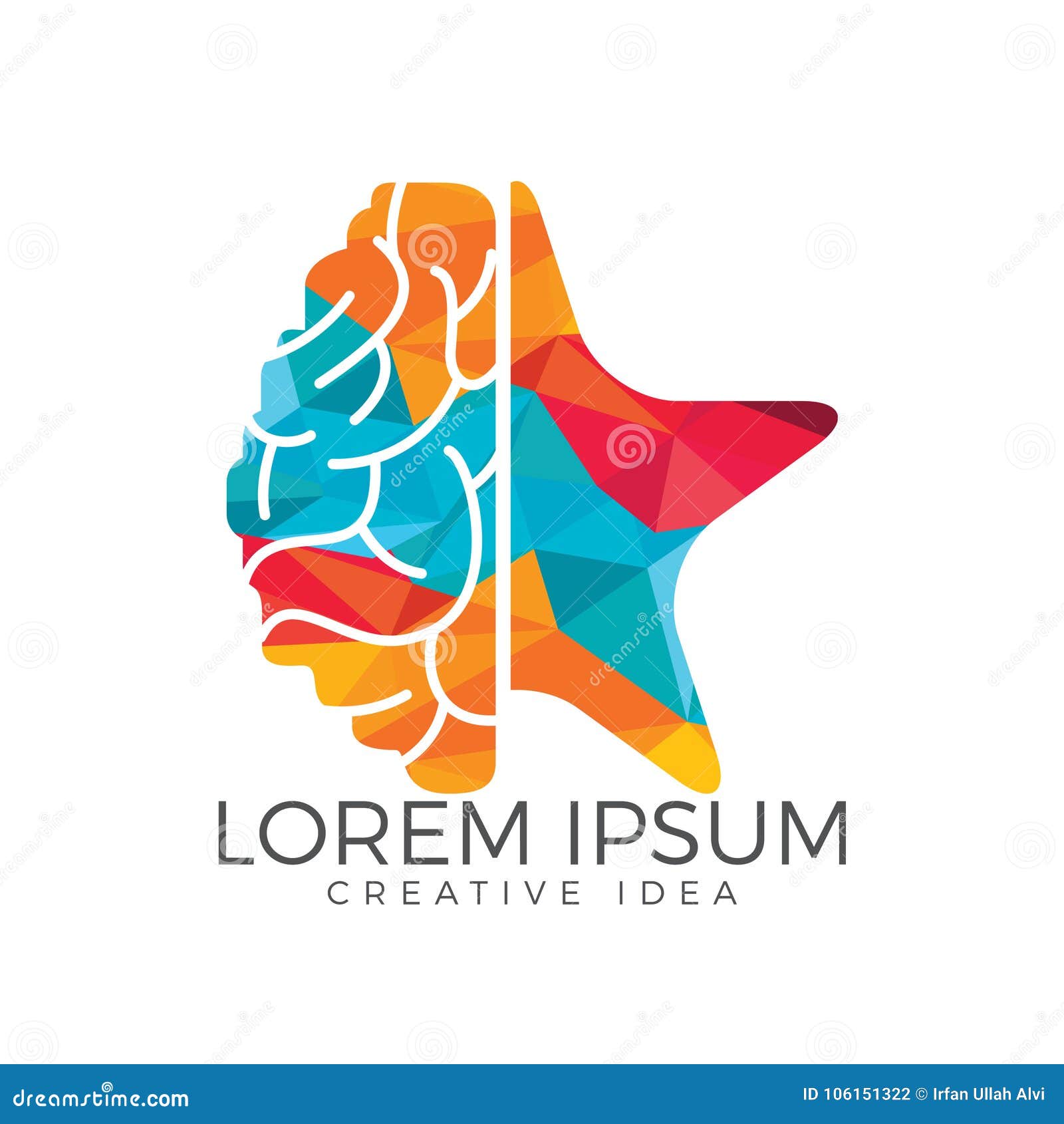 Mind Star Logo Design. Brain Star Icon. Stock Vector - Illustration of ...