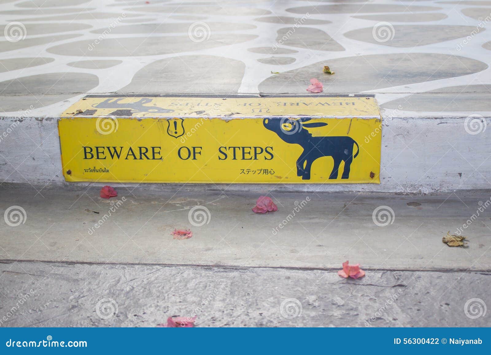 Mind The Step Sign On Worn And Black Steps Stock Photography ...