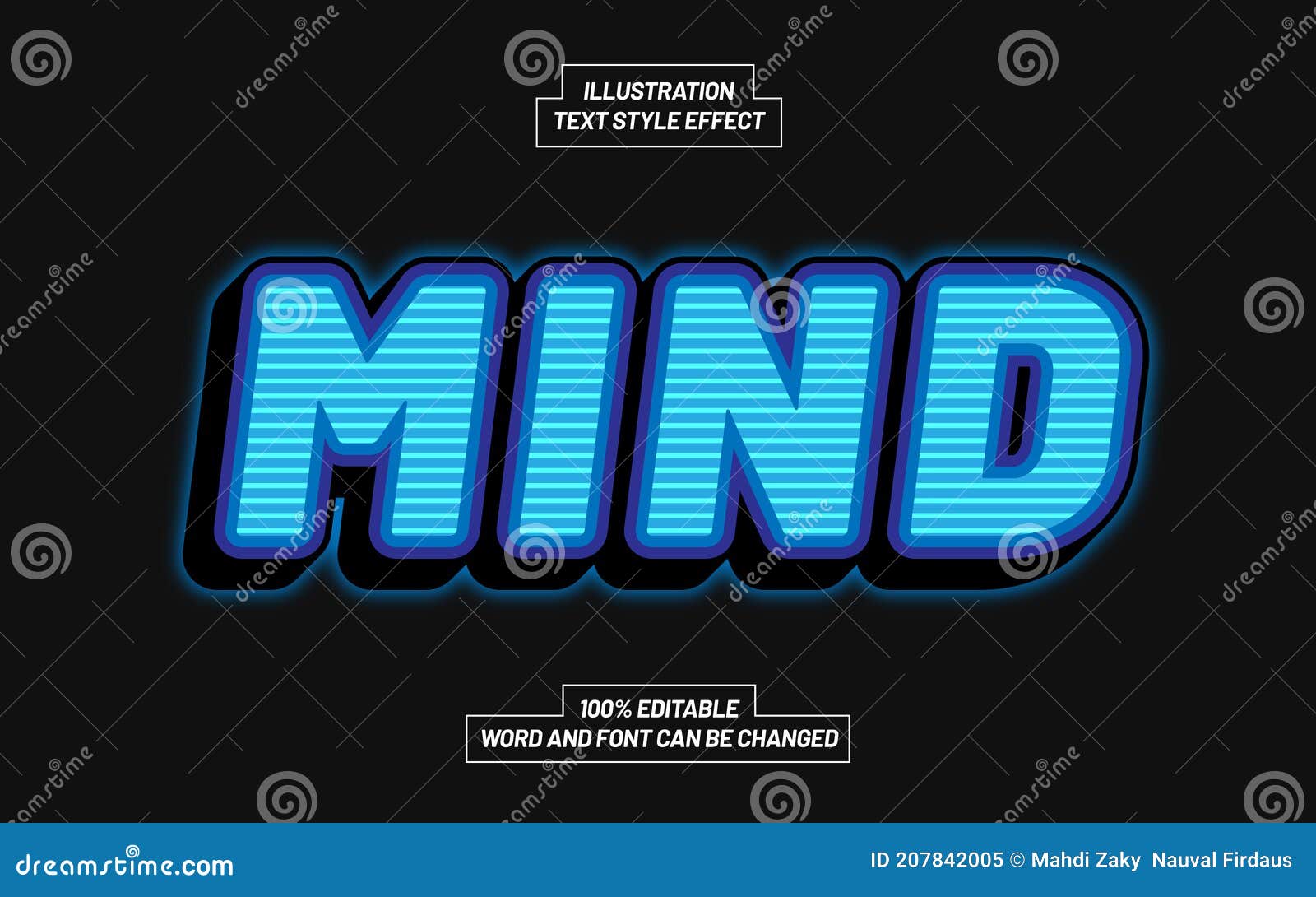 Mind Blue Text Style Effect Stock Vector - Illustration of adobe ...