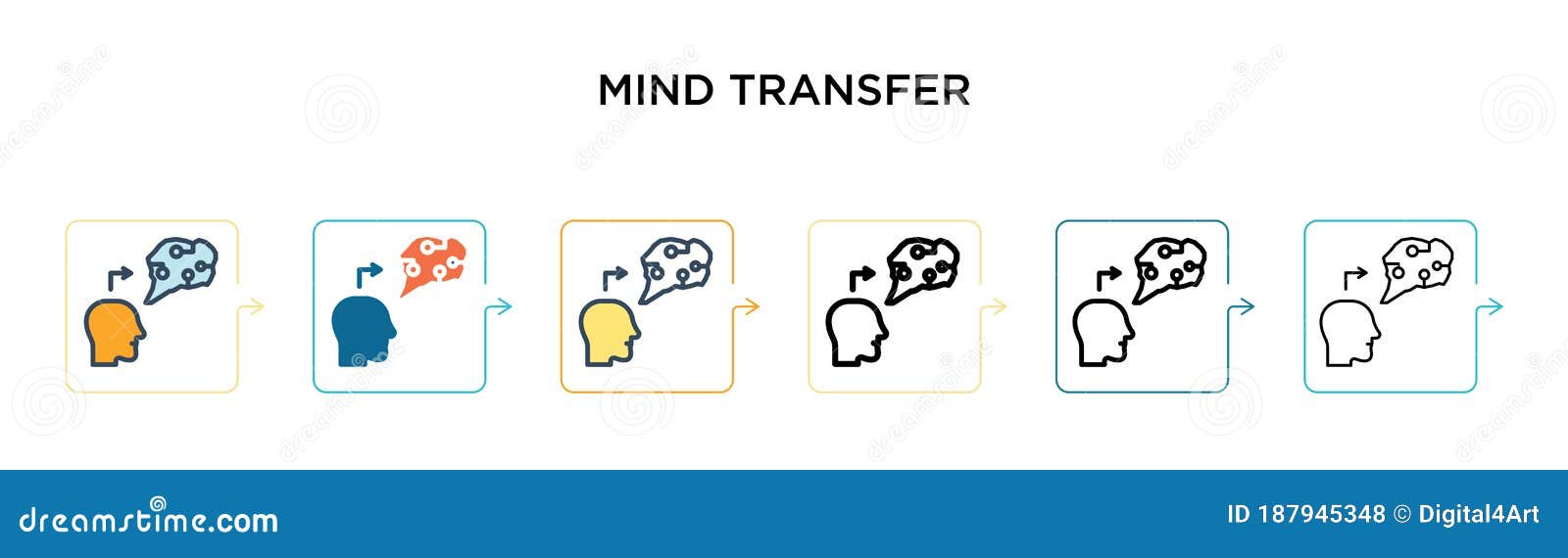 Mind Transfer Vector Icon in 6 Different Modern Styles. Black, Two ...