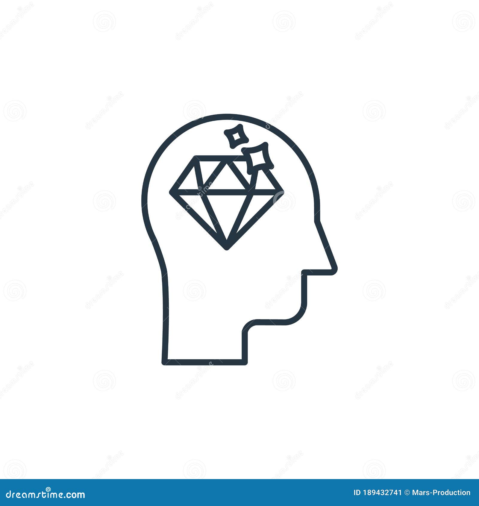 Mind Vector Icon Isolated on White Background. Outline, Thin Line Mind ...