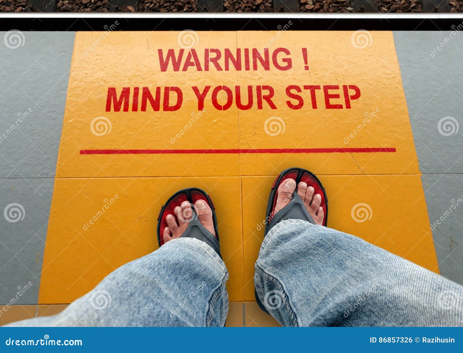 Mind Your Step Signage on a Train Platform Stock Photo - Image of ...