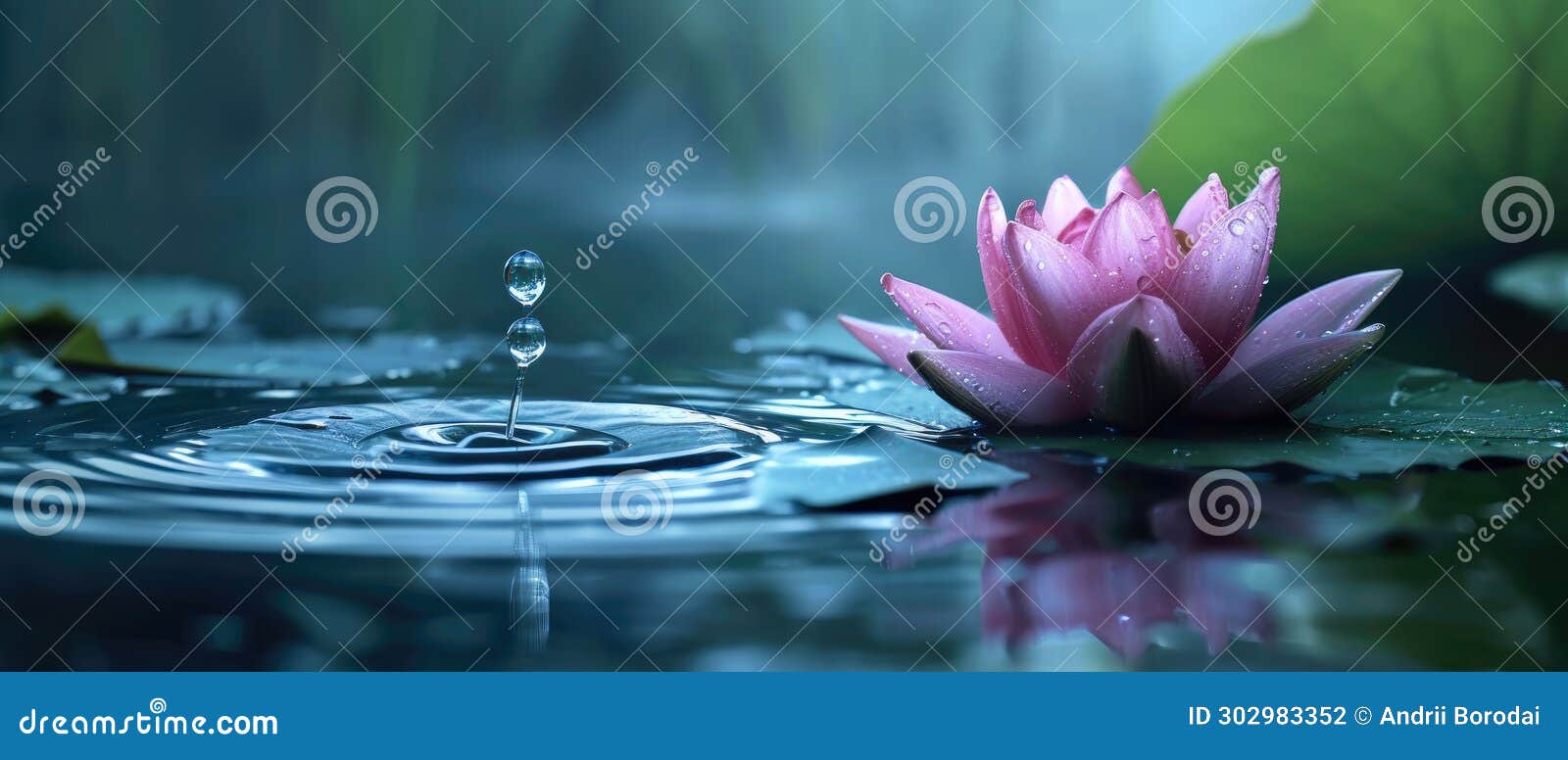 Mindful Reflections: Lotus Flower and Droplet. Stock Illustration ...