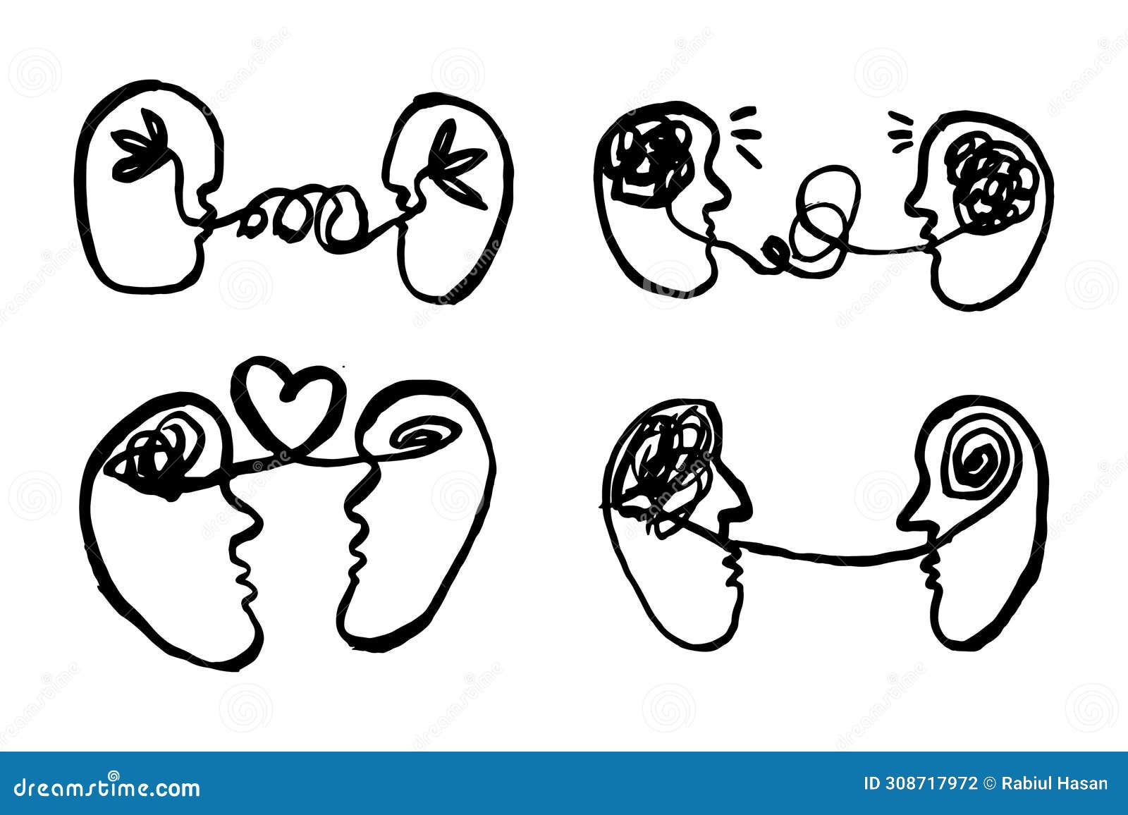 Vector Doodle Silhouette Illustration for Psychotherapy Concept Stock ...