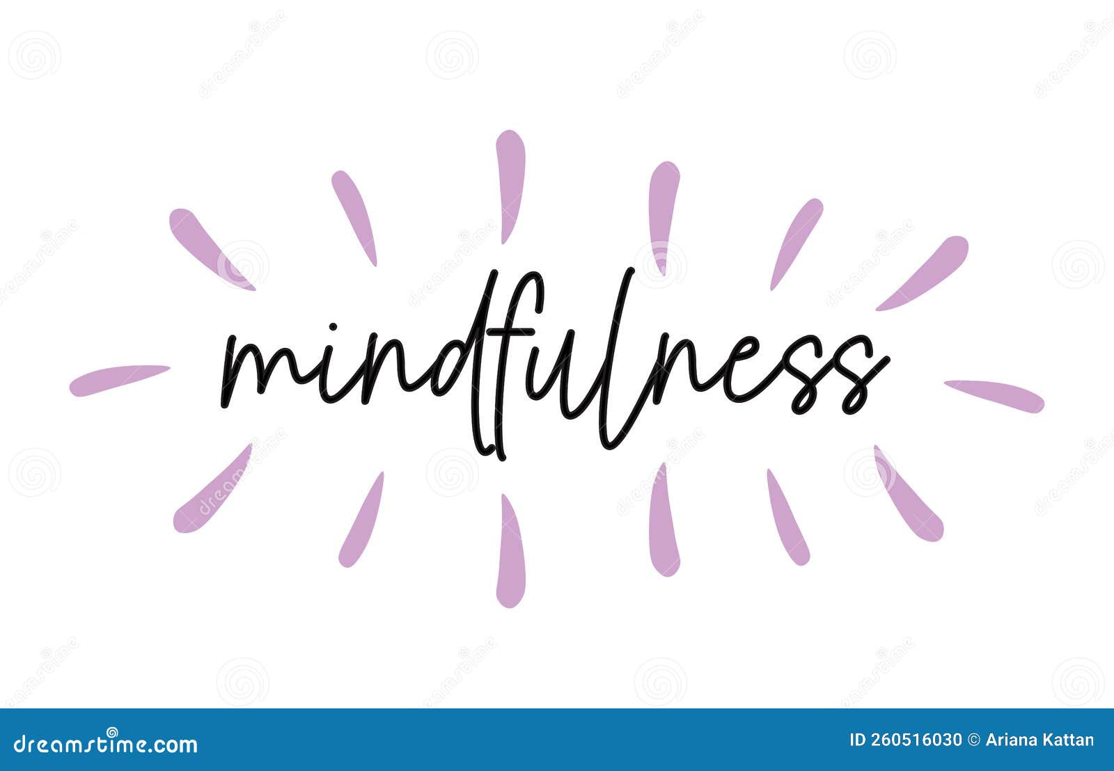Mindfulness Calligraphy Lettering Text with Purple. Stock Vector ...