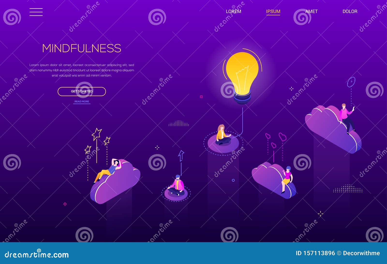 Mindfulness Concept - Modern Isometric Vector Web Banner Stock Vector ... Mindfulness Concept - Modern Isometric Vector Web Banner Stock Vector ...
