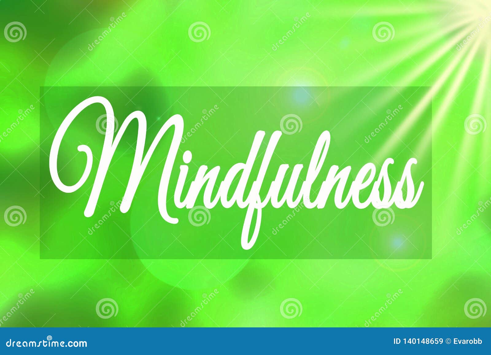 Mindfulness on a Green Background Stock Illustration - Illustration of ...