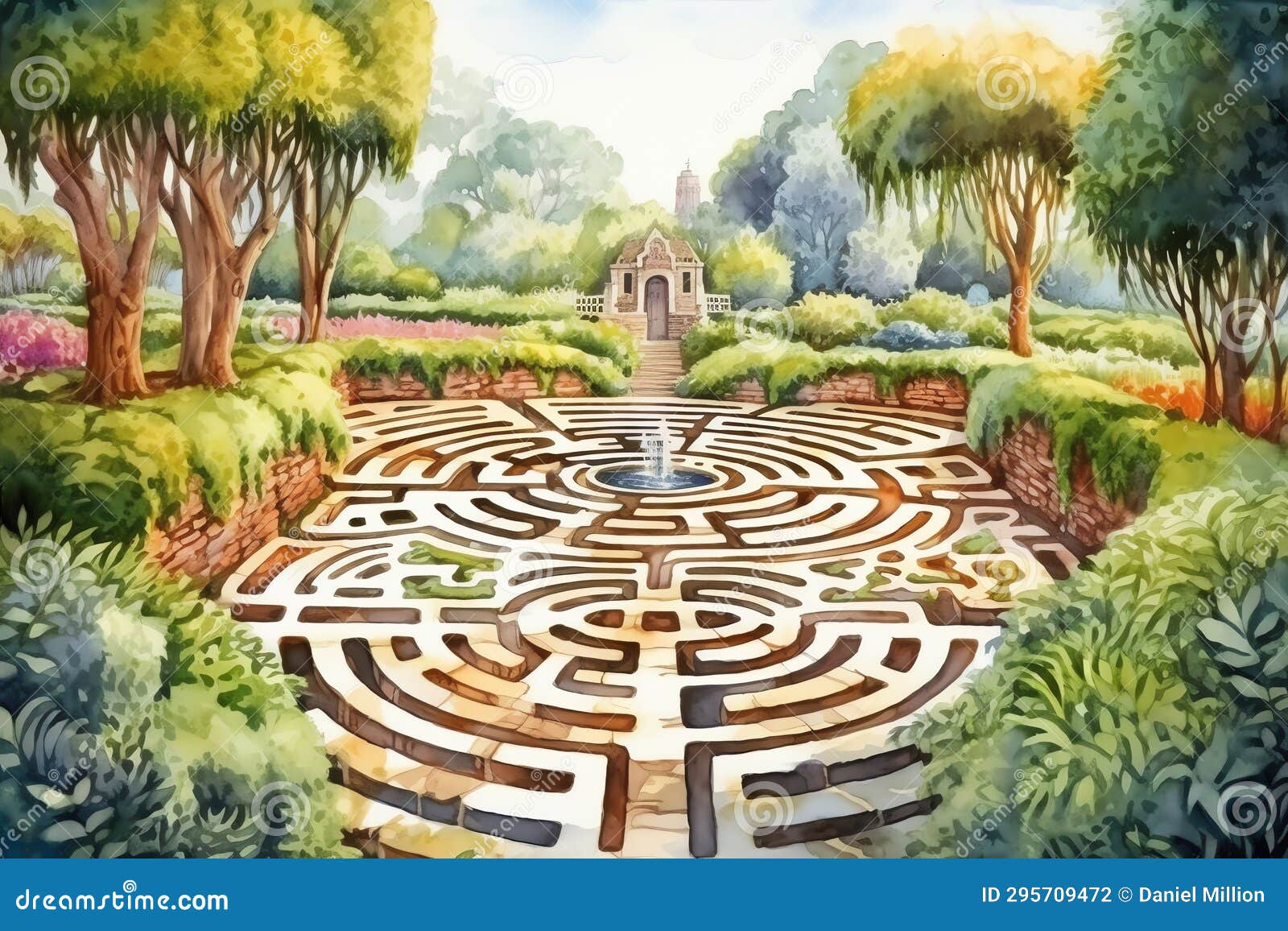 Mindfulness Labyrinth in a Garden Self Care Background Stock ...
