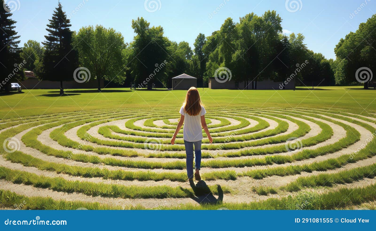 Mindfulness Labyrinth Walk stock illustration. Illustration of outdoors ...