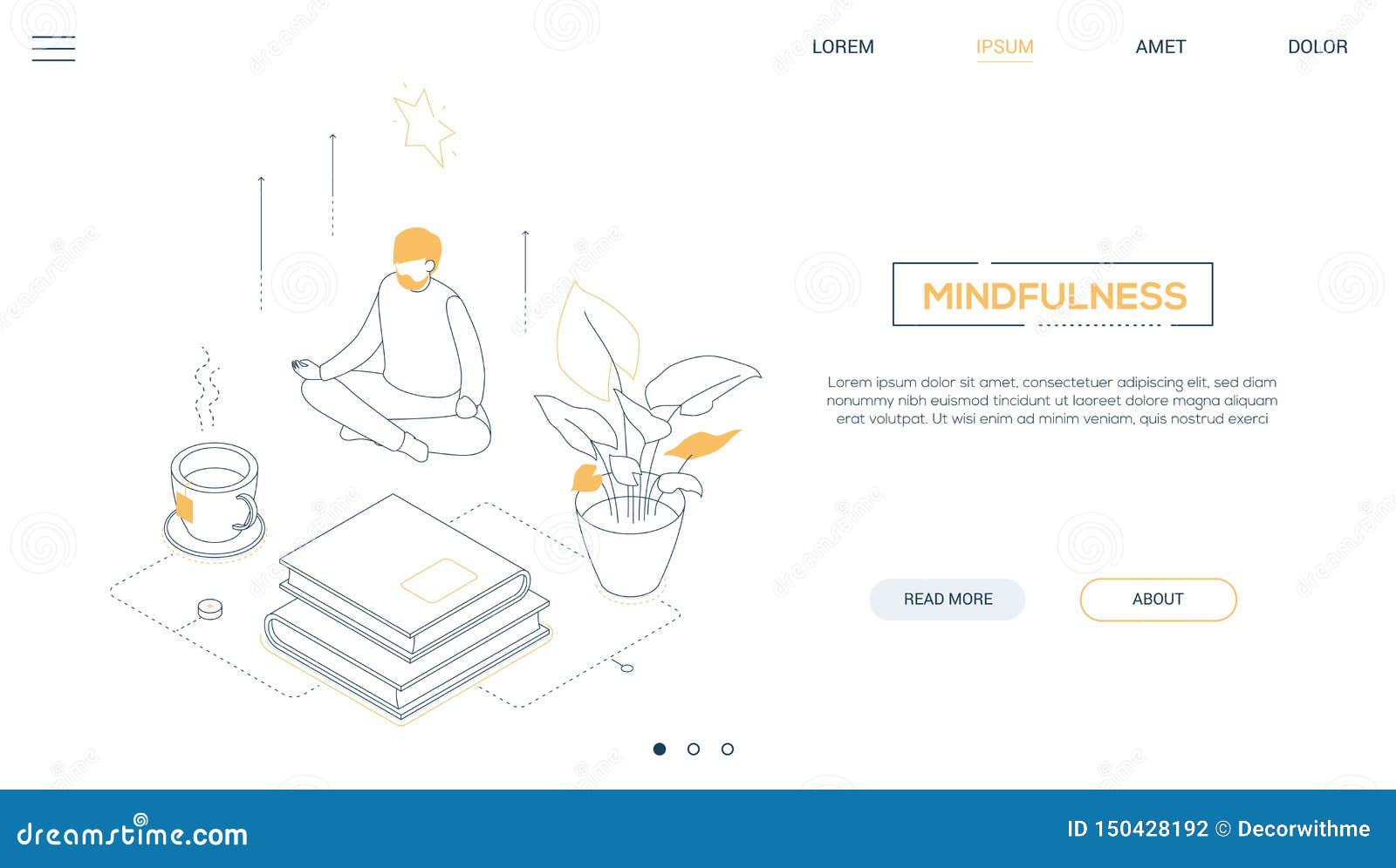 Mindfulness Line Icon. Psychology Sign. Minimal Line Yellow Banner ...