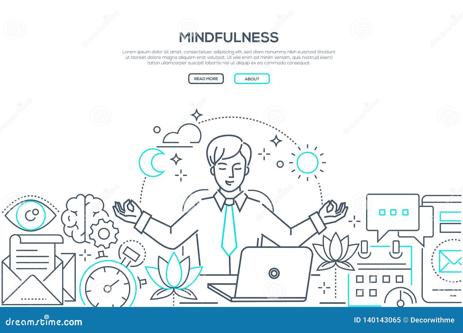 Mindfulness - Modern Line Design Style Web Banner Stock Vector ...