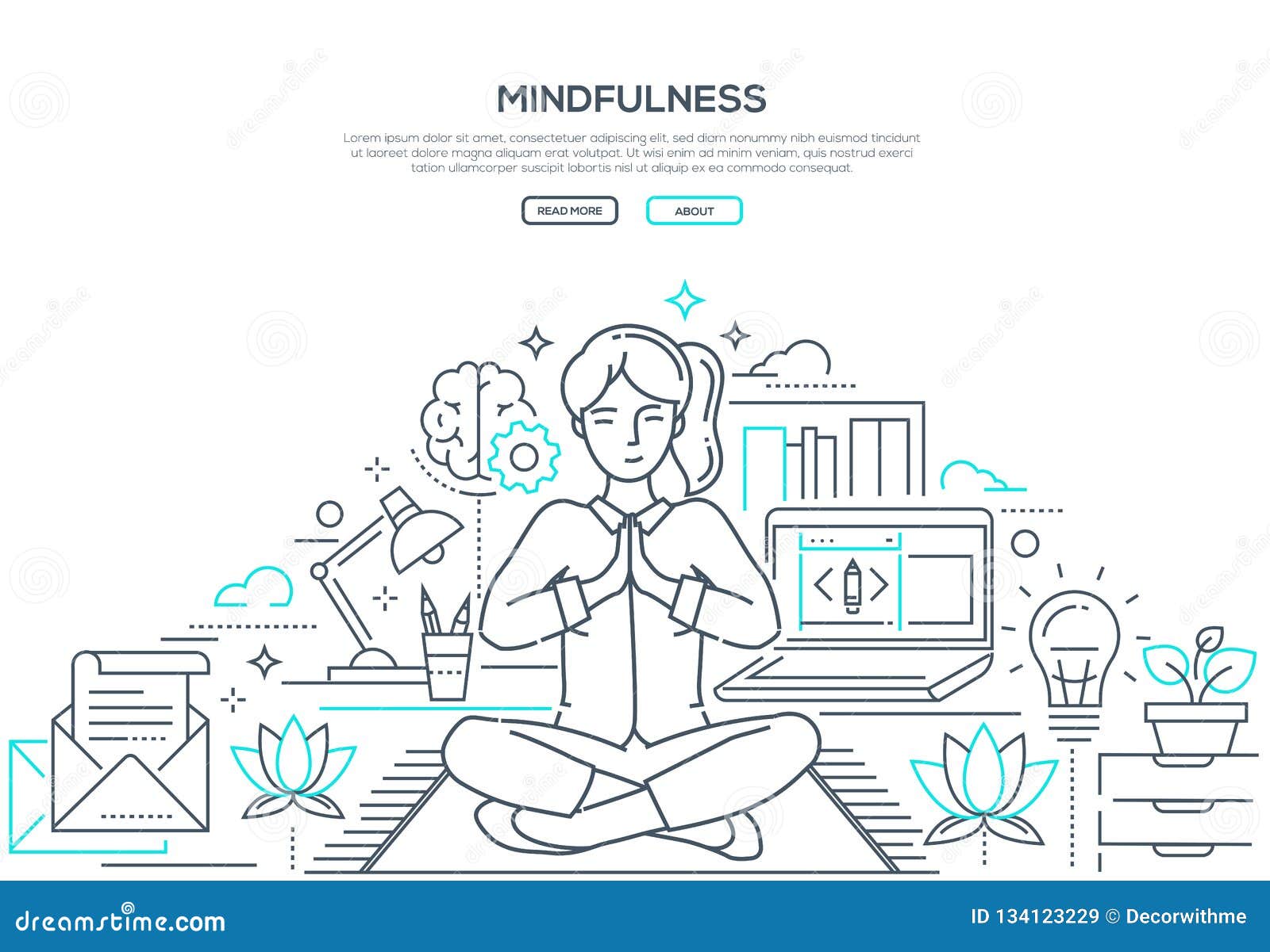 Mindfulness - Modern Vector Cartoon People Characters Illustration ...