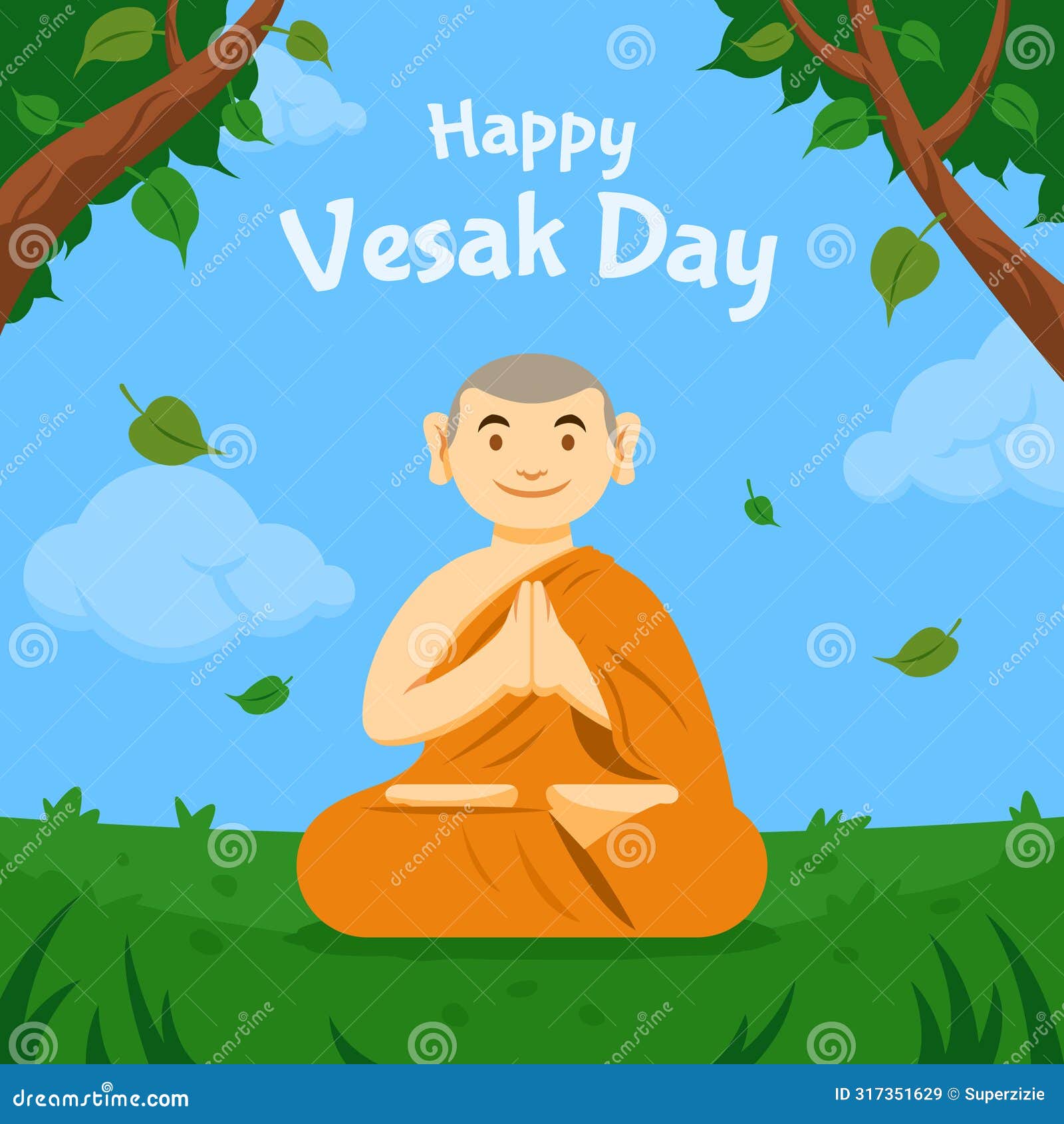 Mindfulness Monk on Meditation Stock Vector - Illustration of happy ...