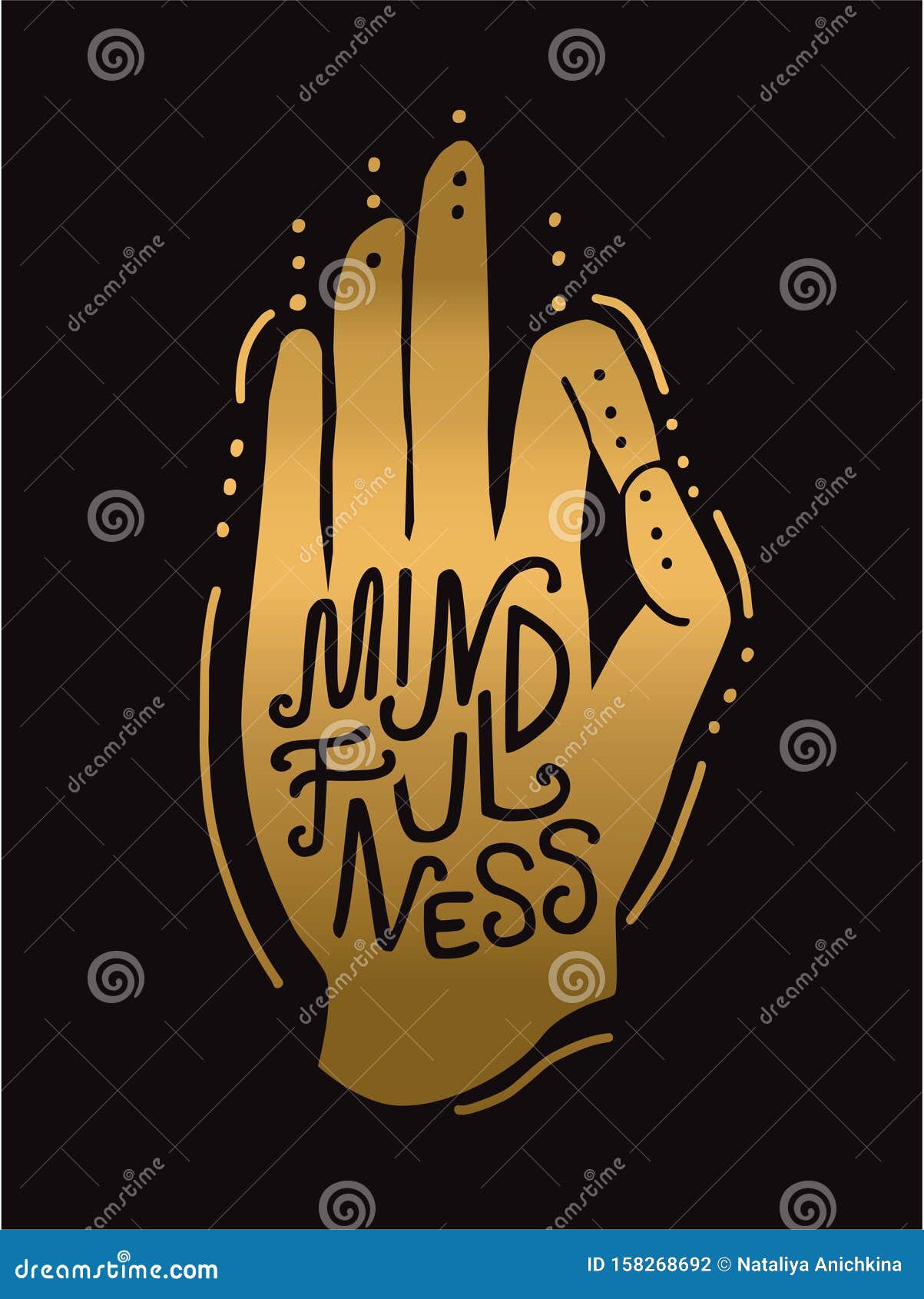 Mindfulness. Vector Illustration Of Hand In Meditating Pose Pose Jnana ...