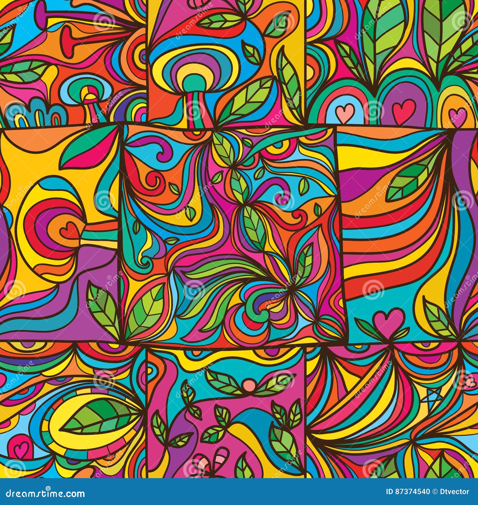 Mindfulness Zentangle Square Seamless Pattern Stock Vector ...