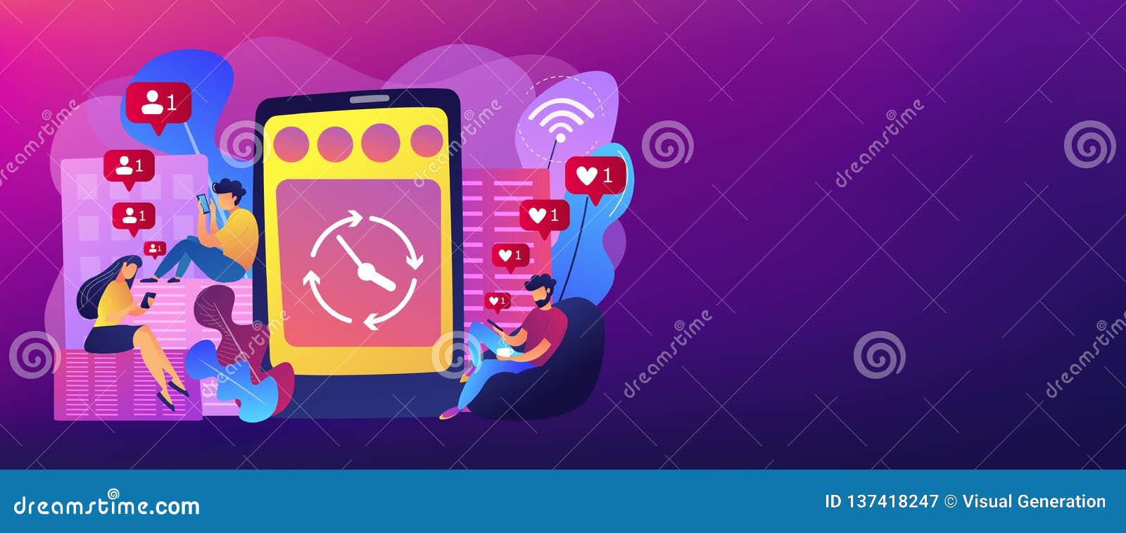 Mindlessly Scrolling Concept Banner Header. Stock Vector - Illustration ...