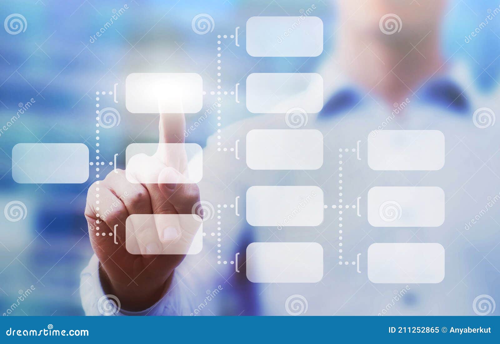 Mindmap Concept, Business Man Looking At The Scheme Of Hierarchy ...