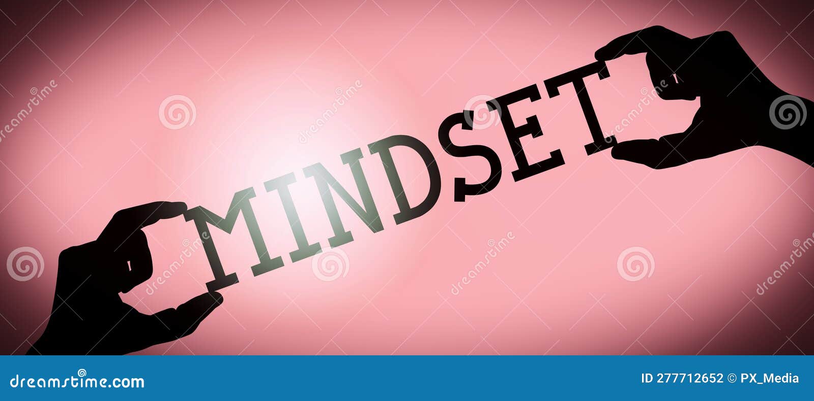 Mindset - Human Hands Holding Black Silhouette Word Stock Illustration ...