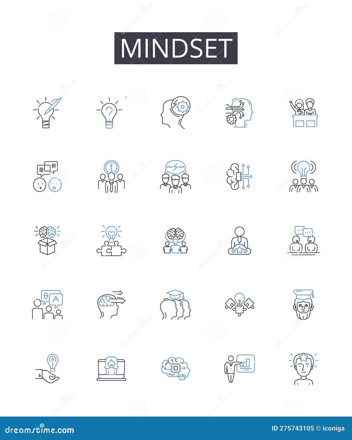 Mindset Line Icons Collection. Headquarters, Command, Operations ...