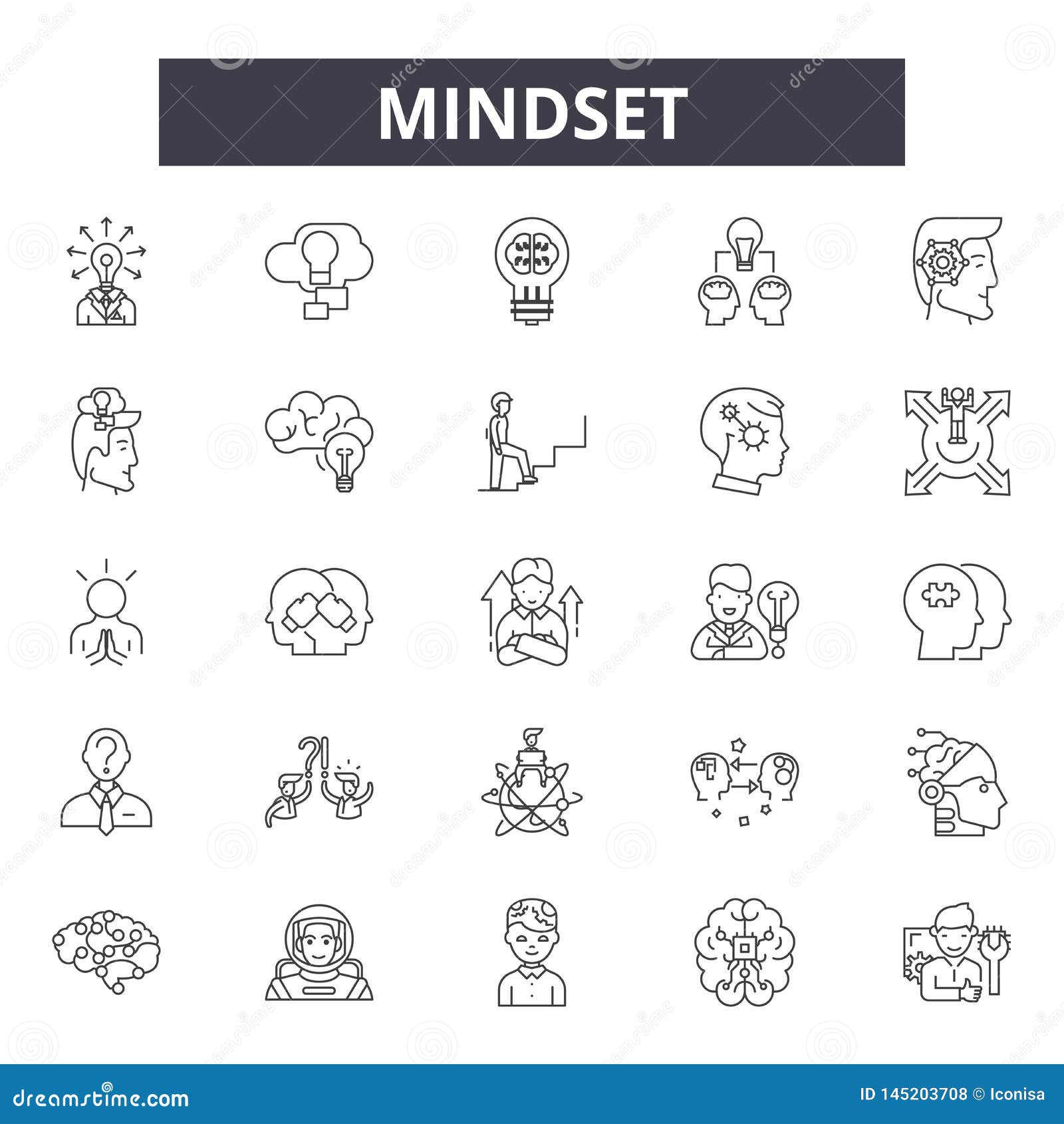Mindset Line Icons, Signs, Vector Set, Outline Illustration Concept ...