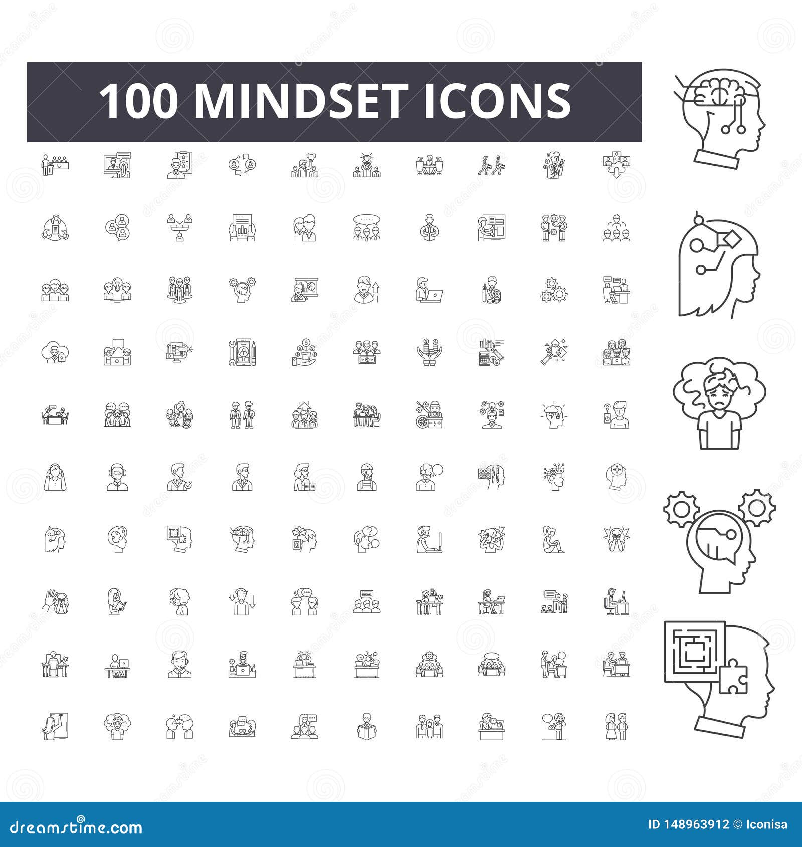 Mindset Line Icons Collection. Headquarters, Command, Operations ...