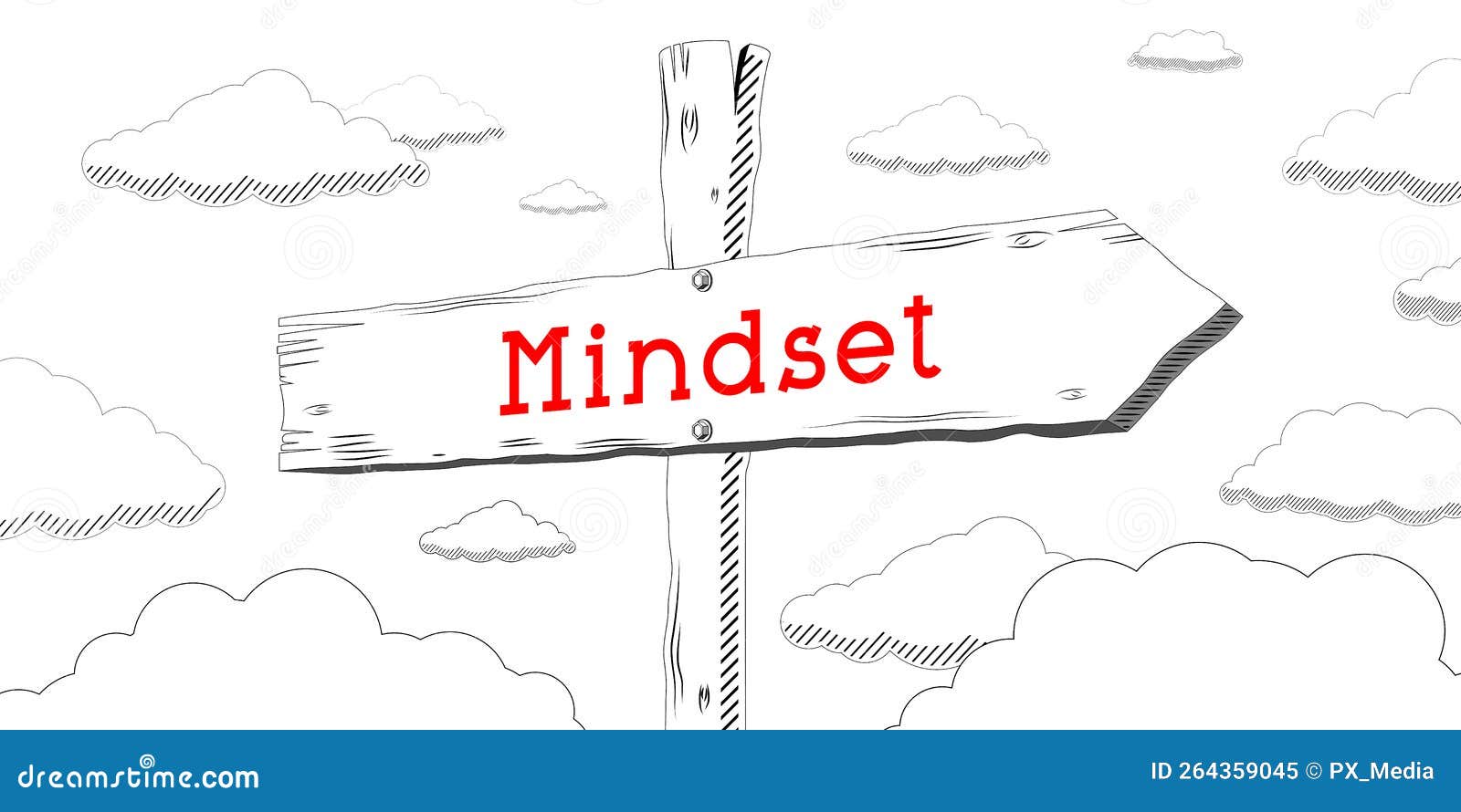 Mindset - Outline Signpost with One Arrow Stock Illustration ... Mindset - Outline Signpost with One Arrow Stock Illustration ...