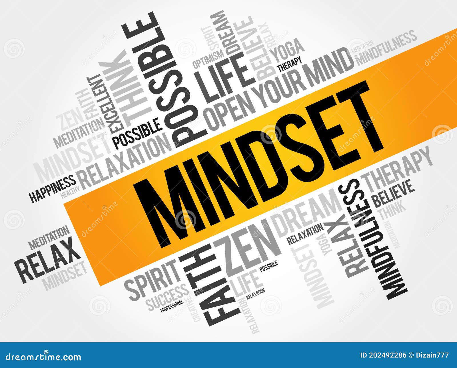 Mindset word cloud stock illustration. Illustration of belief - 202492286
