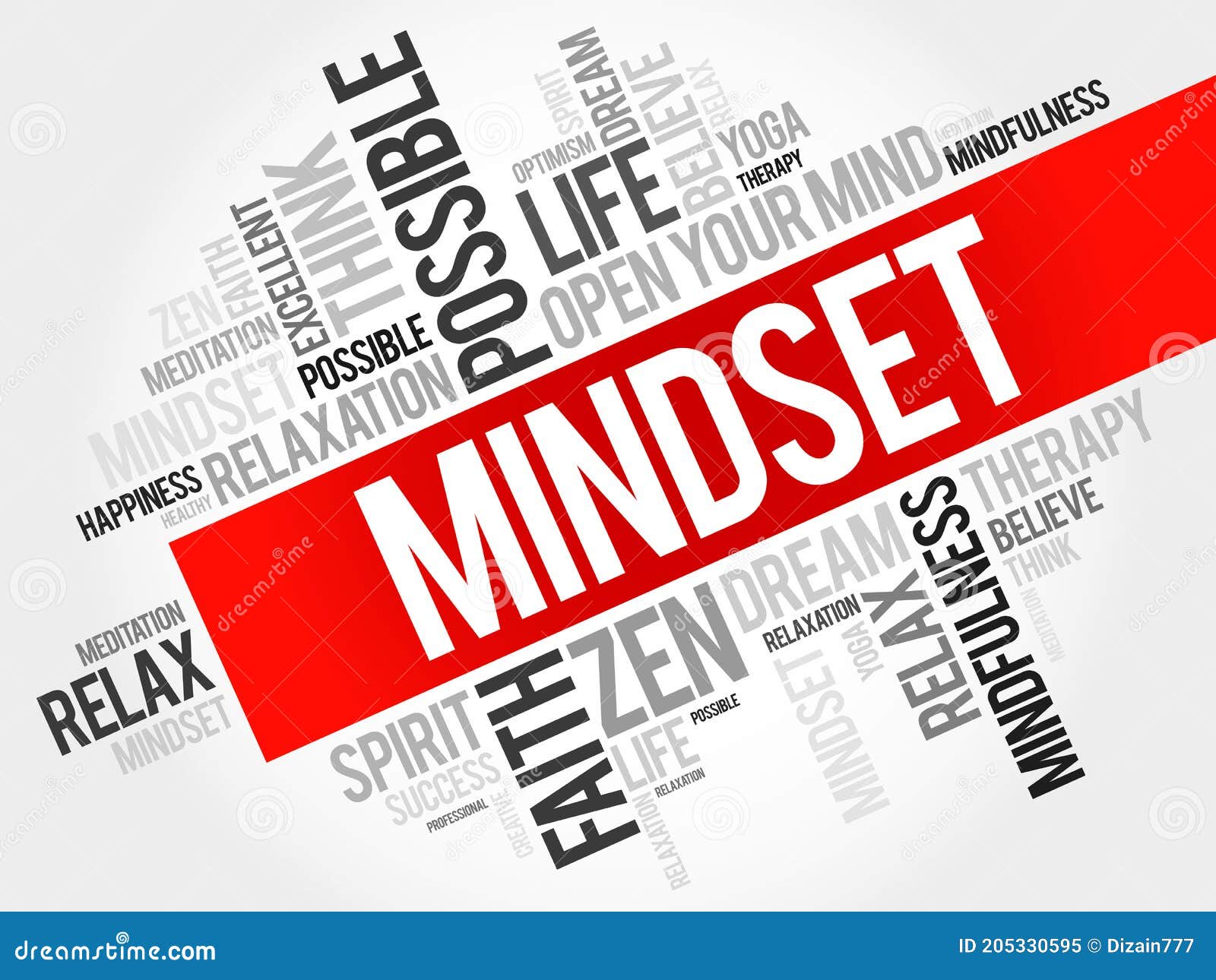 Mindset word cloud stock illustration. Illustration of business - 205330595