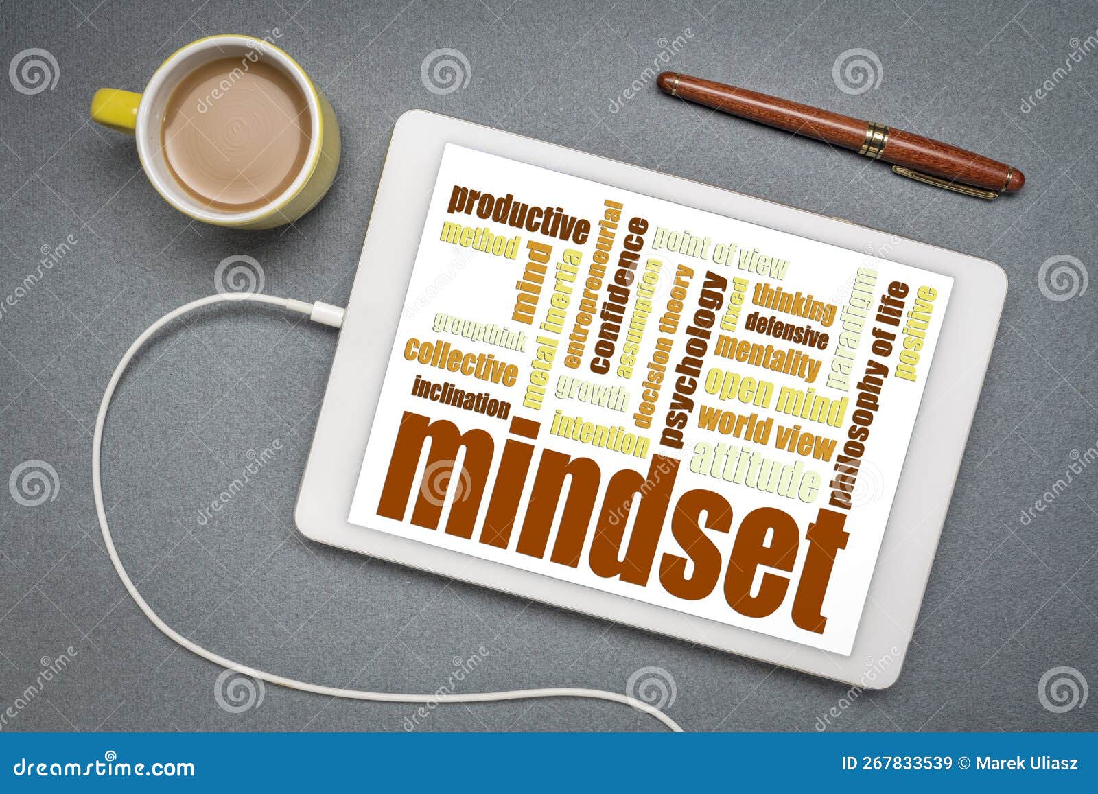 Mindset Word Cloud on a Digital Tablet Stock Image - Image of flat ...