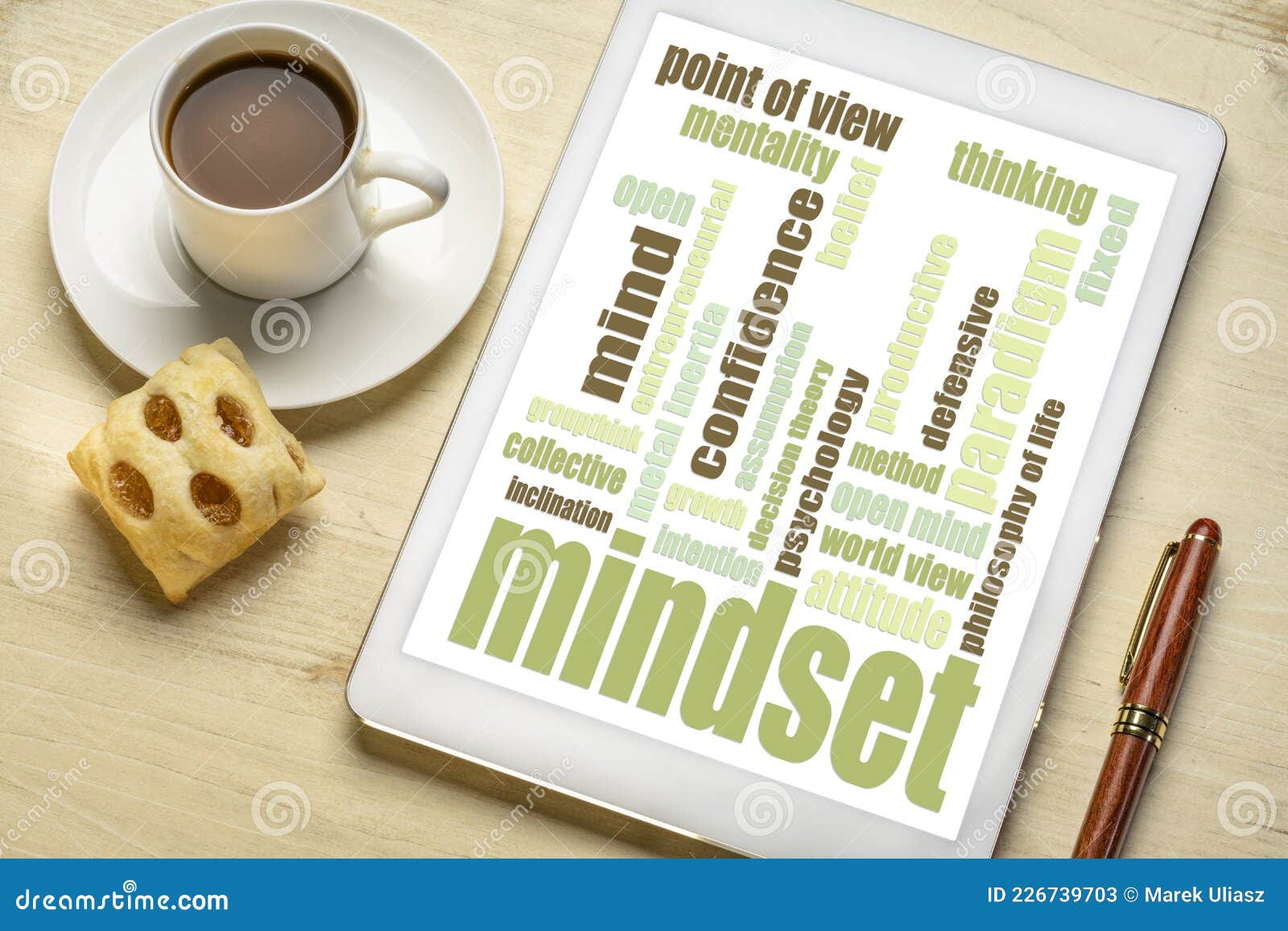 Mindset Word Cloud on Digital Tablet Stock Image - Image of method ...