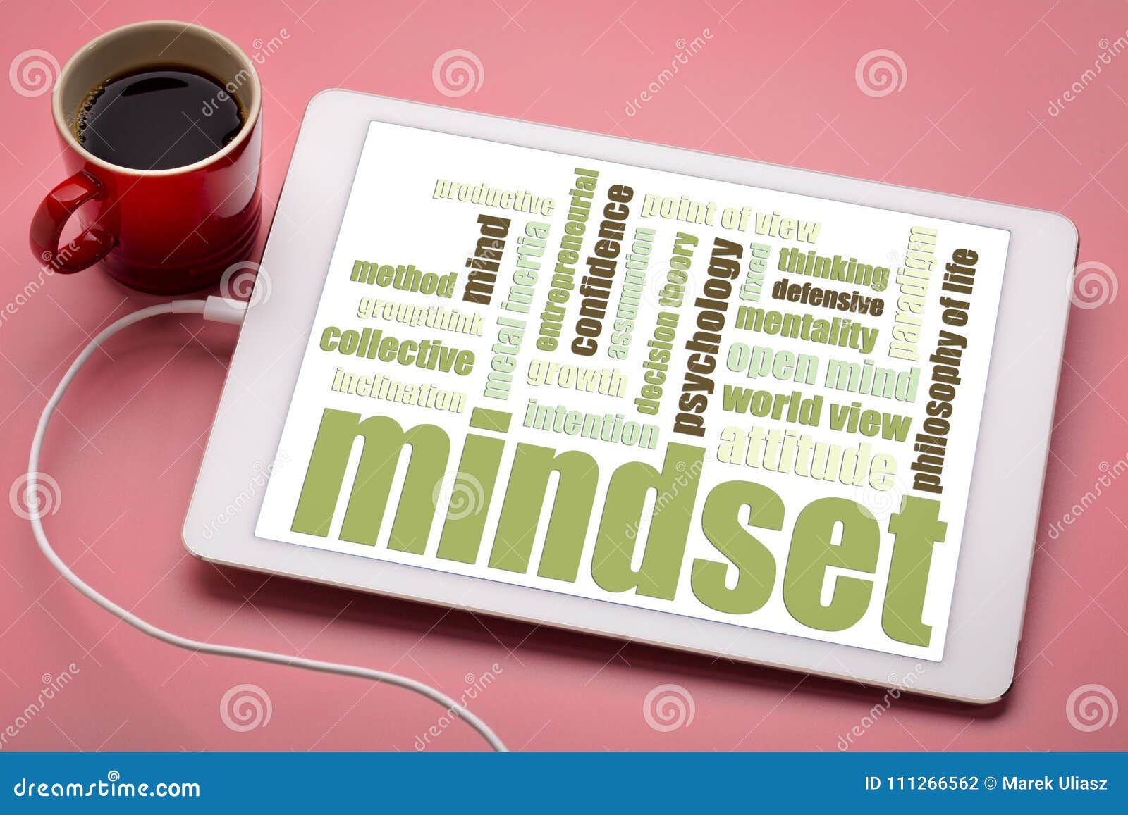 Mindset Word Cloud on Digital Tablet Stock Photo - Image of computer ...