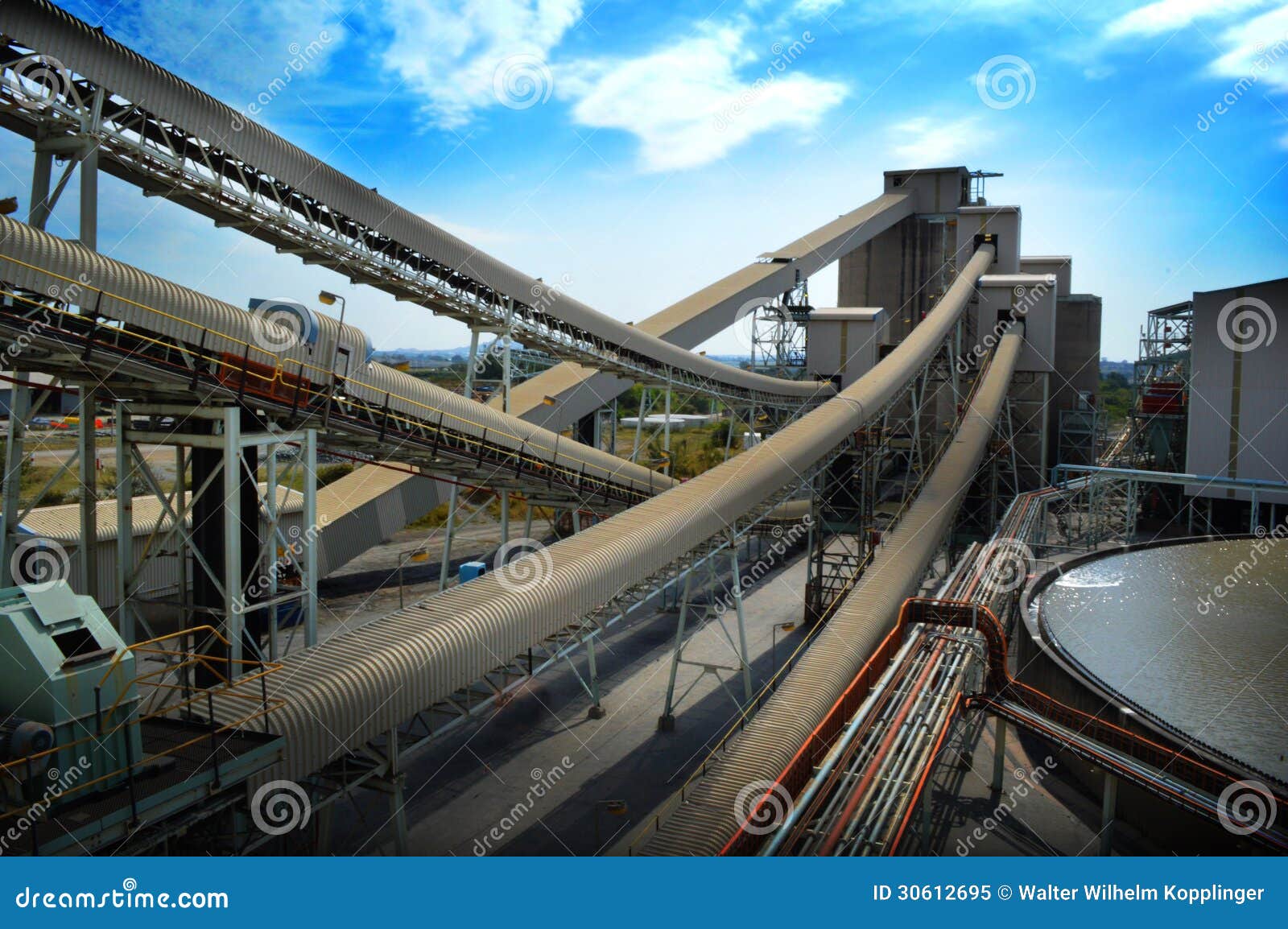 Mine with conveyor belts stock image. Image of equipment - 30612695