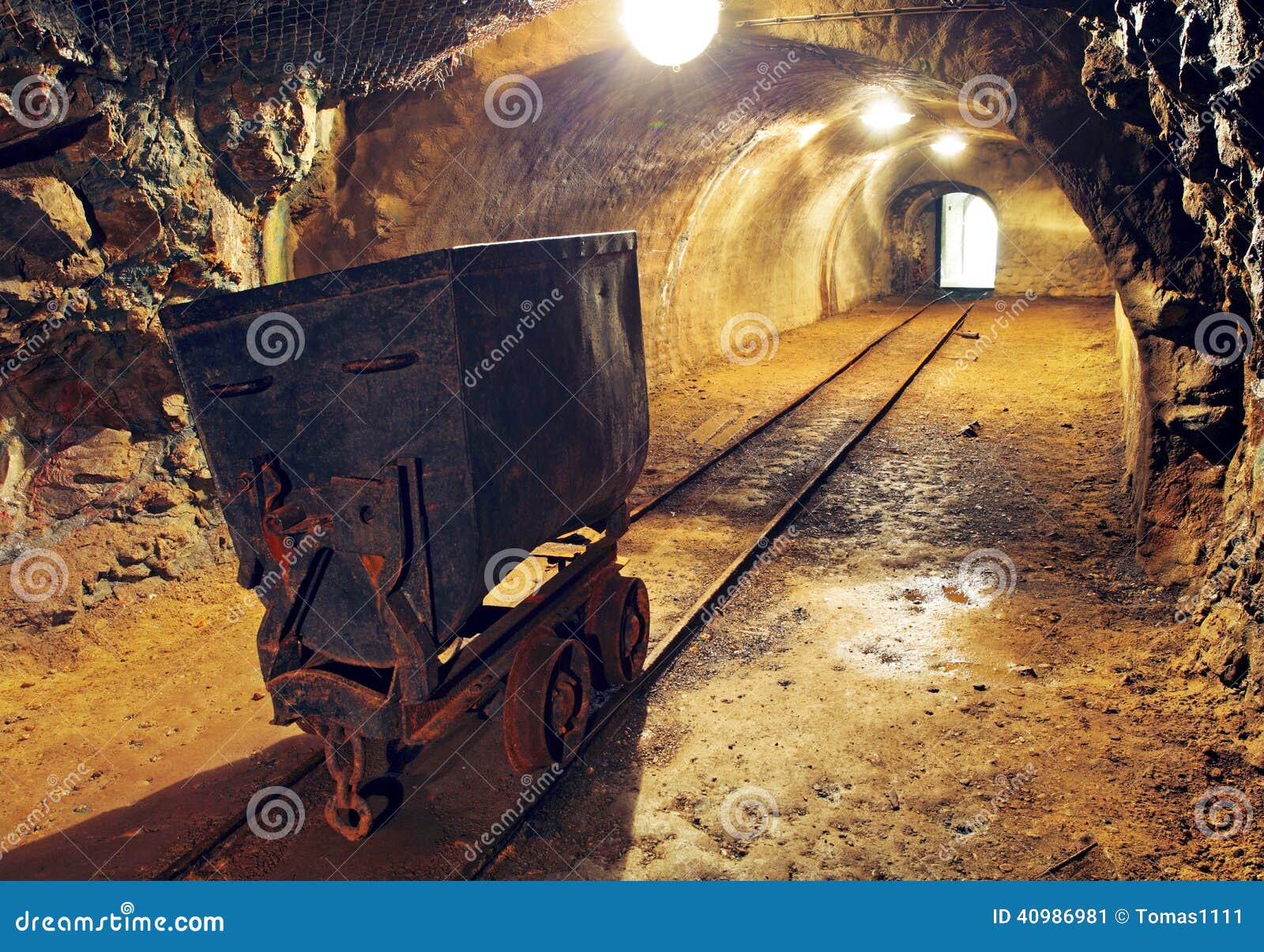 Mine Gold Underground Tunnel Railroad Stock Image - Image of path ...