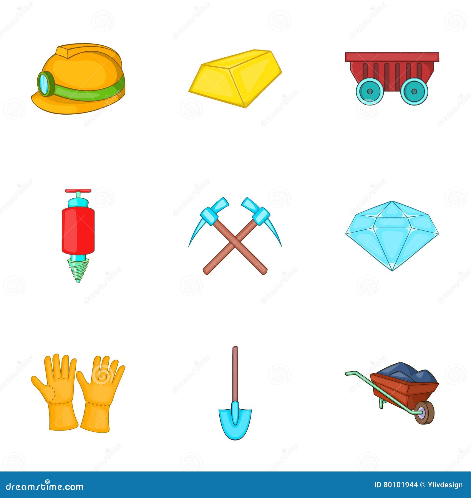 Mine Icons Set, Cartoon Style Stock Vector - Illustration of gloves ...
