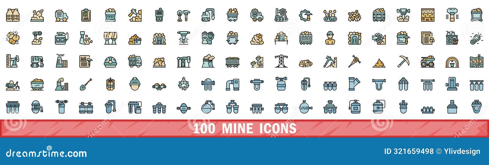 Mine Set Icons In Cartoon Style. Big Collection Of Mine Vector Symbol ...